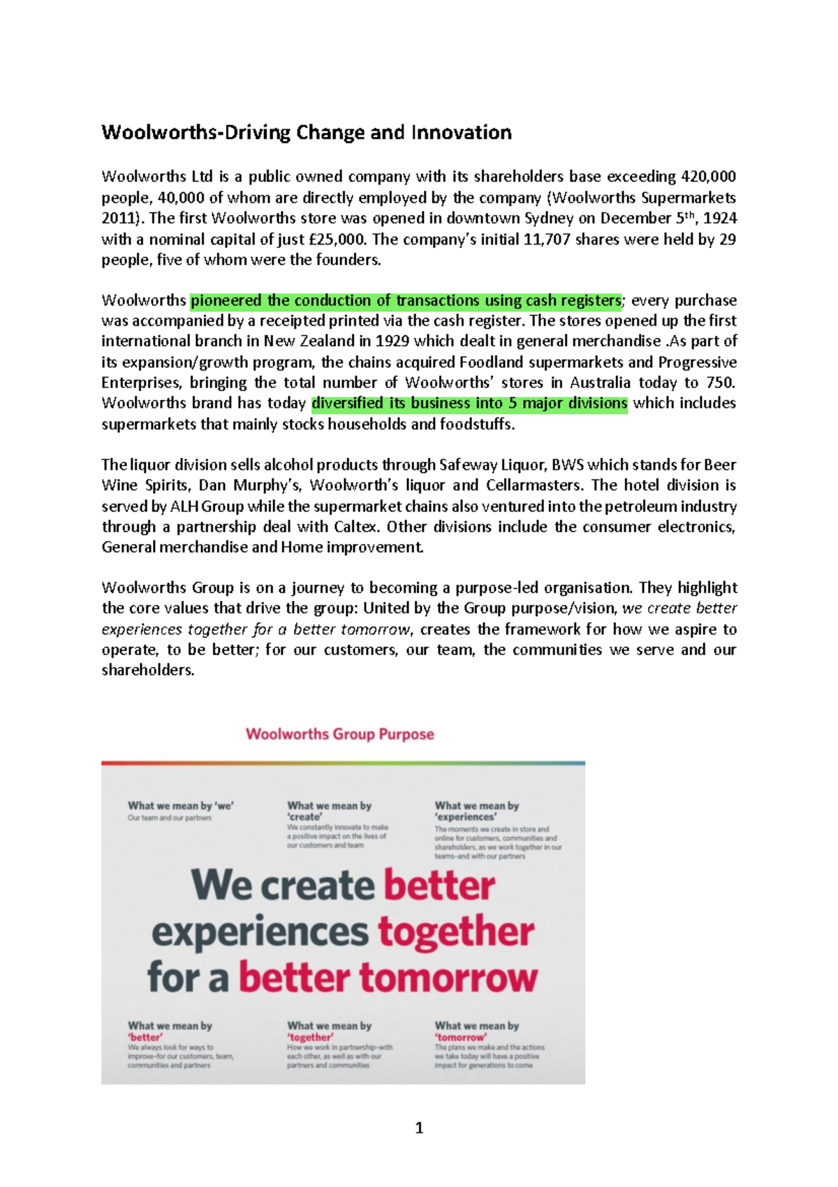 Woolworths OBS 310 (2021) Case Study - OBS 310 - UP - Studocu