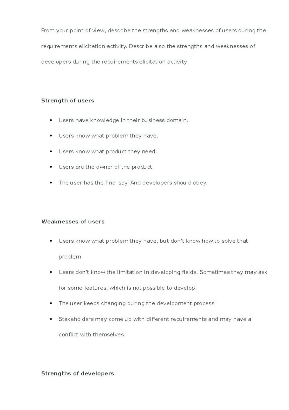 Discussion assignment - From your point of view, describe the strengths ...