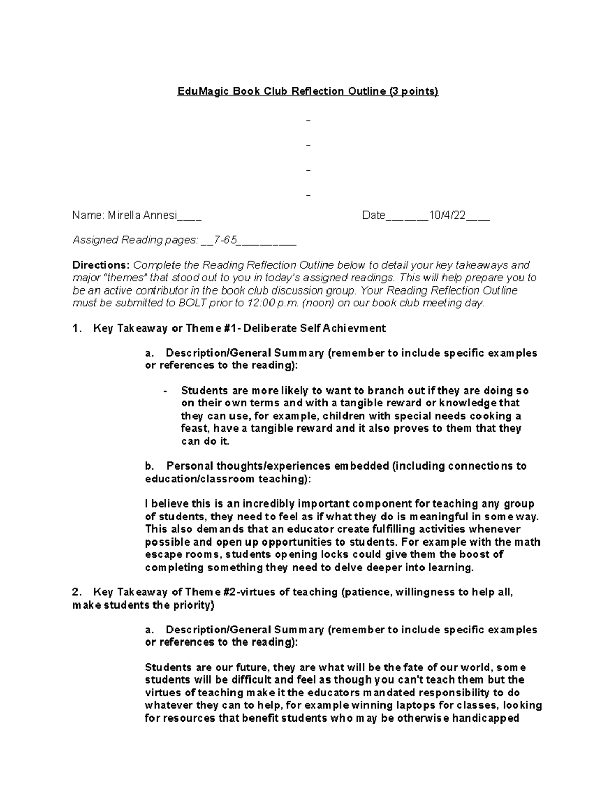 Edu Magic Book Club Reflection Outline (1) - This will help prepare you ...