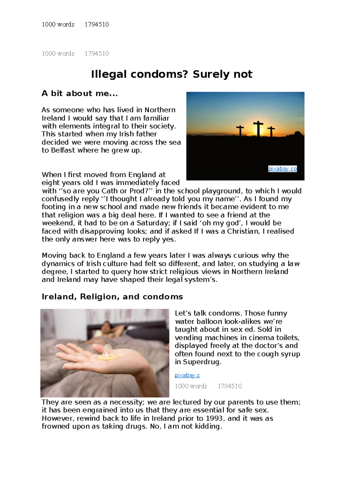 blog reflection - 1000 words 1794510 1000 words 1794510 Illegal condoms? Surely not A bit about ...