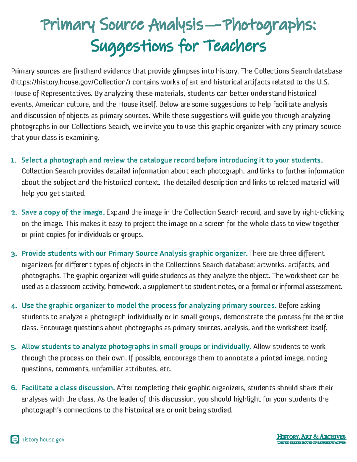 Photograph Analysis Worksheet and Guide - Primary Source ...