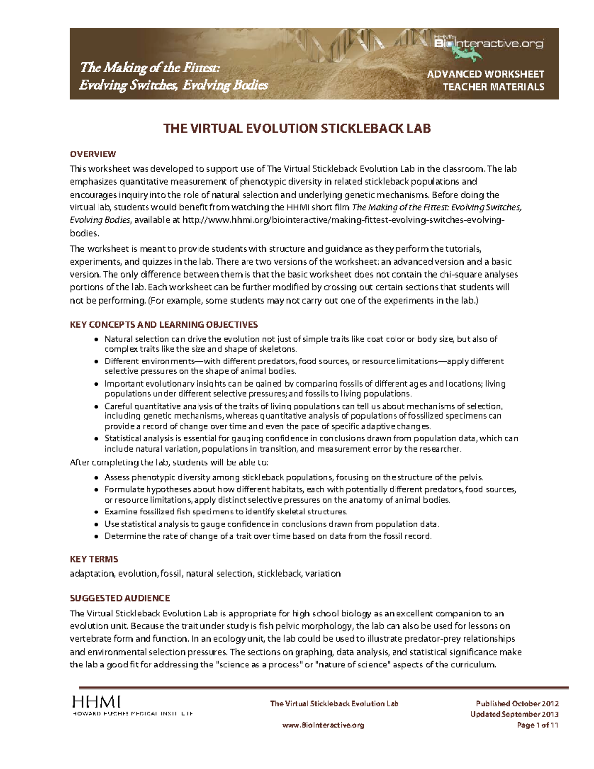 Stickleback Advanced-Lab Teacher - Natural Selection and AdaptationThe ...