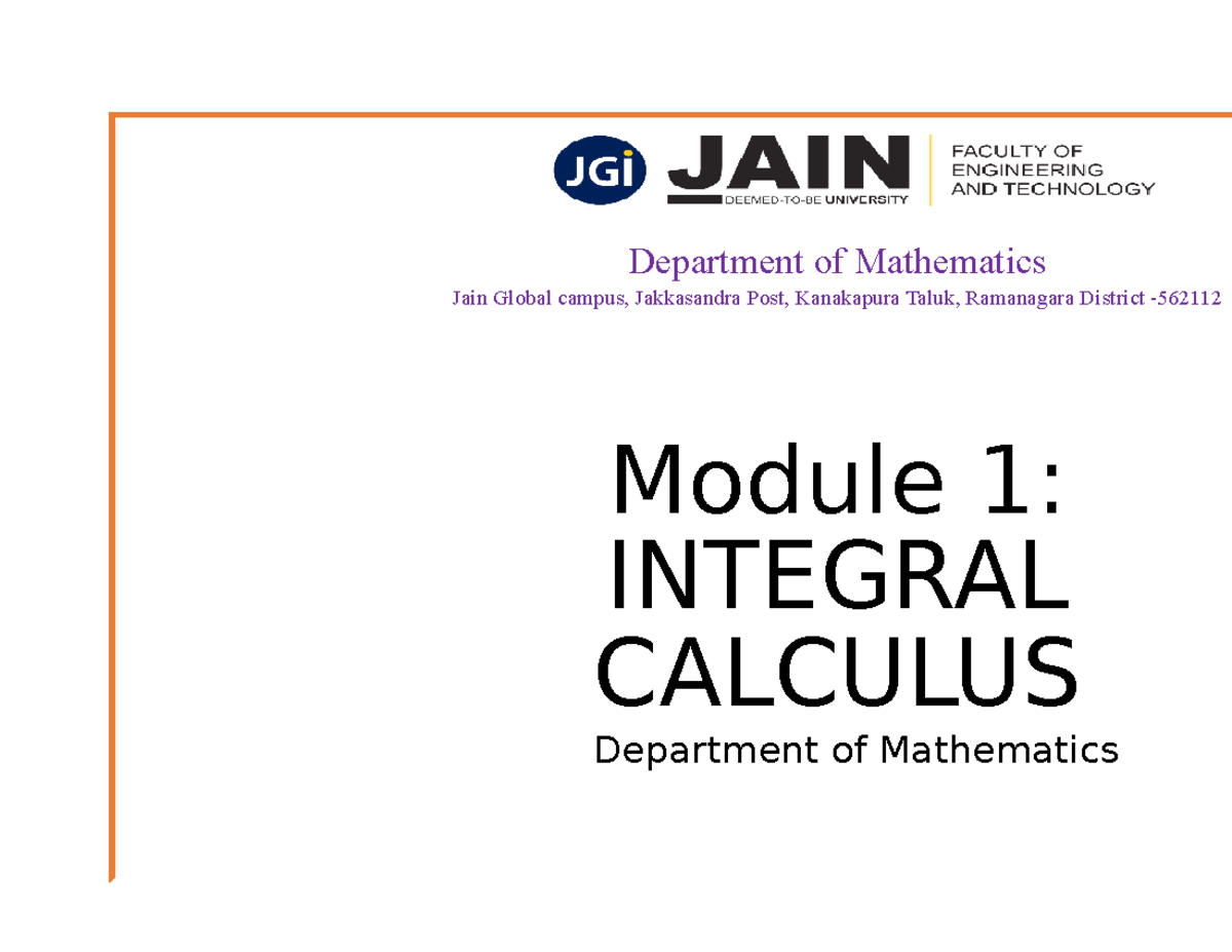 Module 1.1 Math - Department of Mathematics Jain Global campus ...