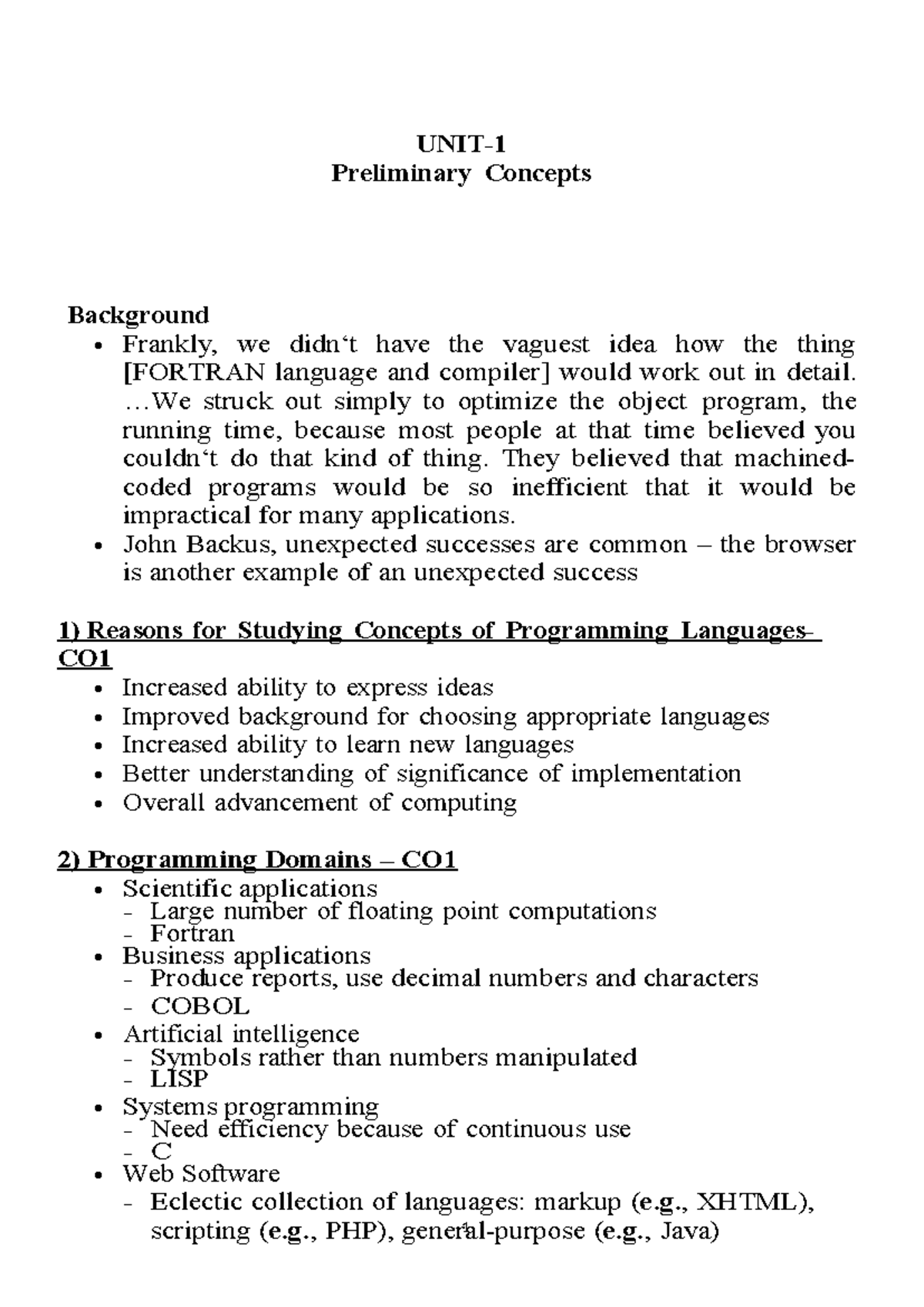 PPL-Unit-1 First Three Topics Lecture Notes - 1 UNIT- Preliminary ...