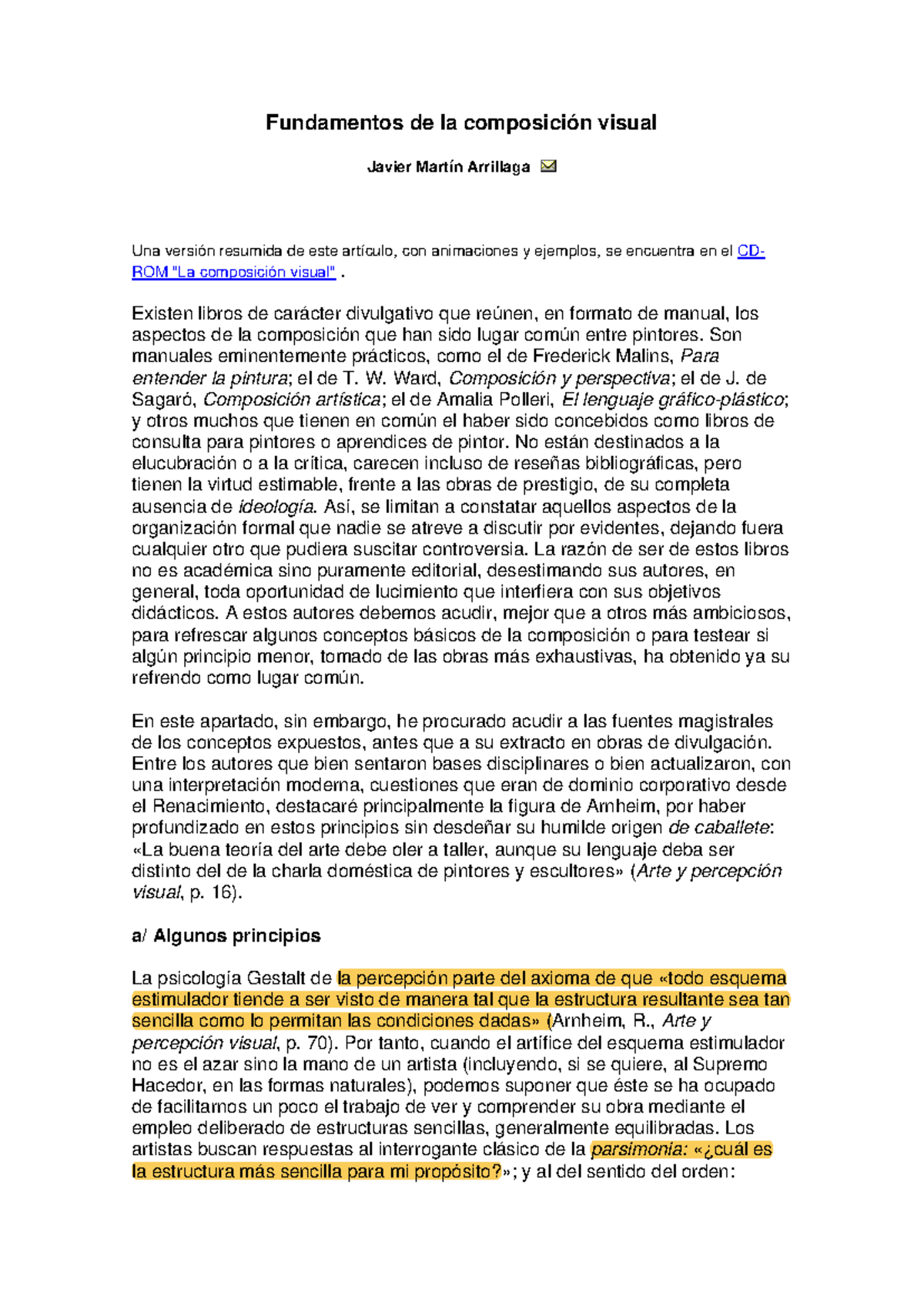 Lectura 1 Fundamentos DE LA Composicion Visual - Fundamentos de la ...