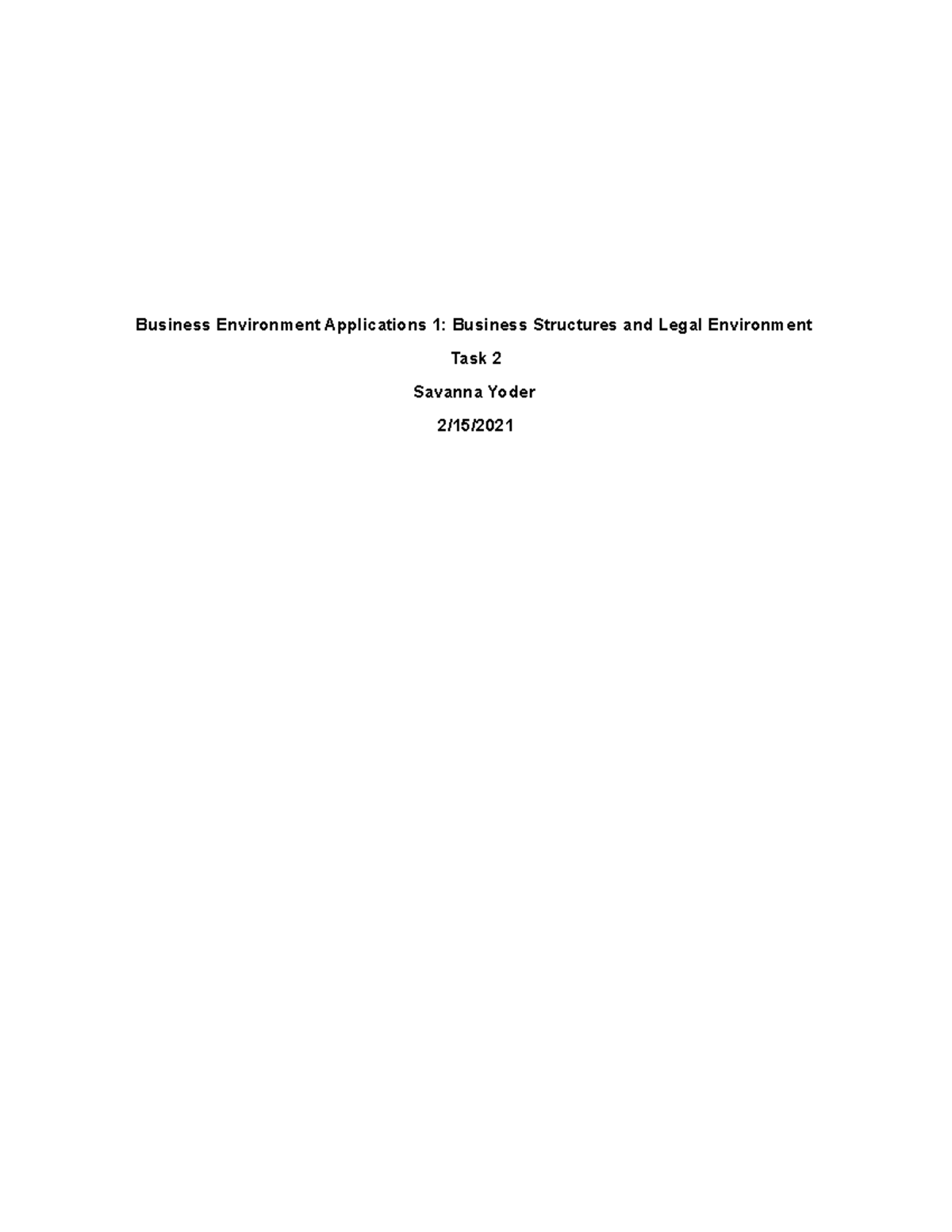 Task 2 D079 WGU - Business Environment Applications 1: Business ...