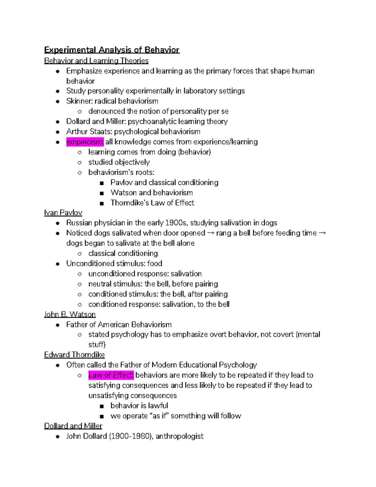 Dynamics of Personality: Ch. 8 - Experimental Analysis of Behavior ...