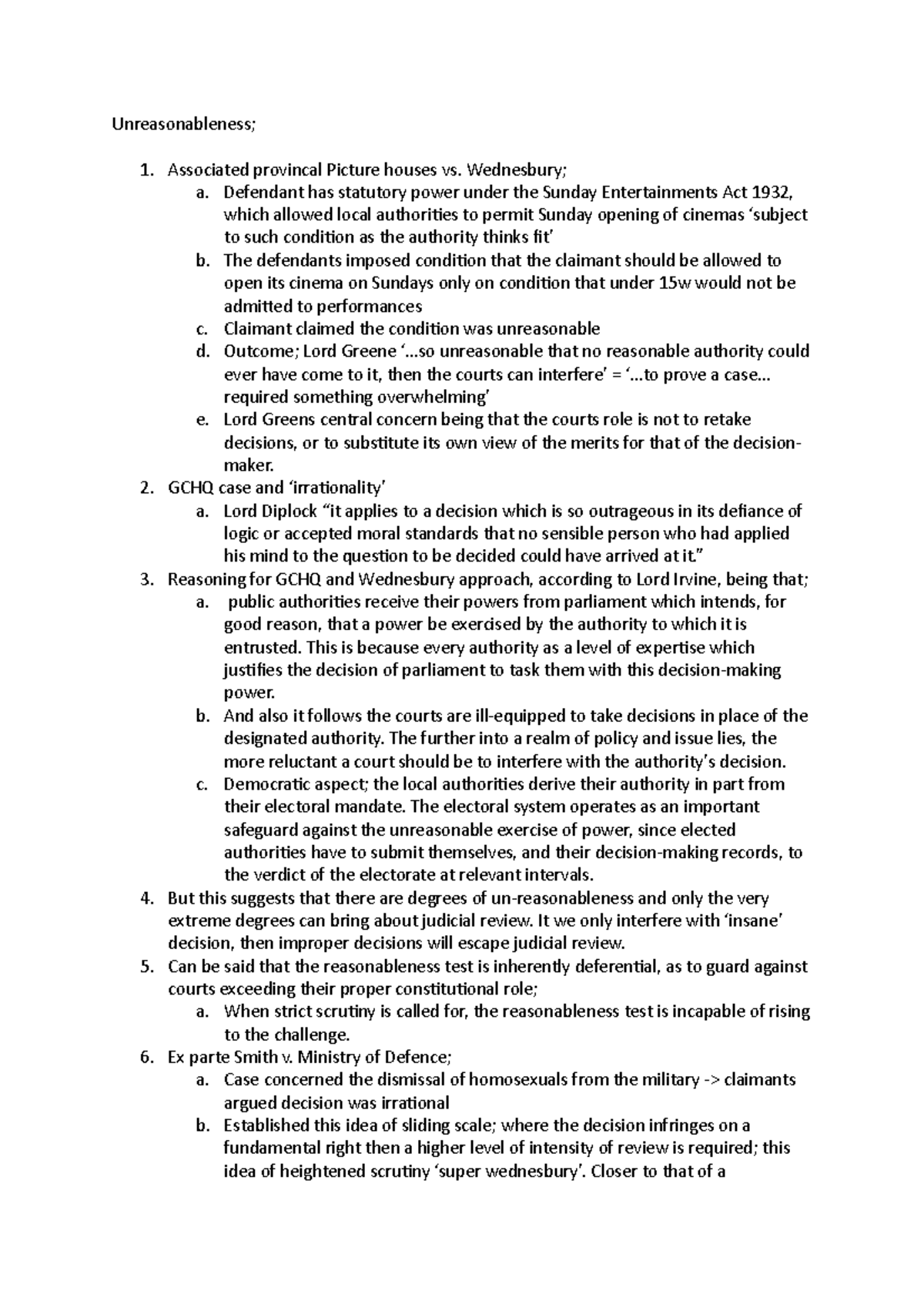 Unreasonableness - 1. Associated provincal Picture houses vs. a ...