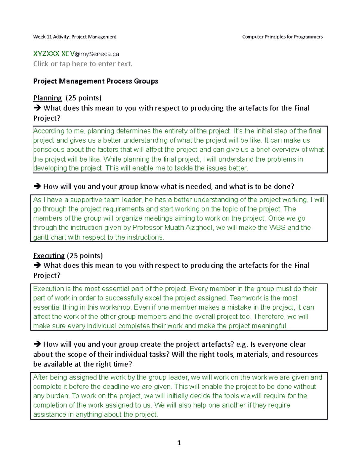 CPR CP4P Week11 Activity - Week 11 Activity: Project Management Computer Principles for ...