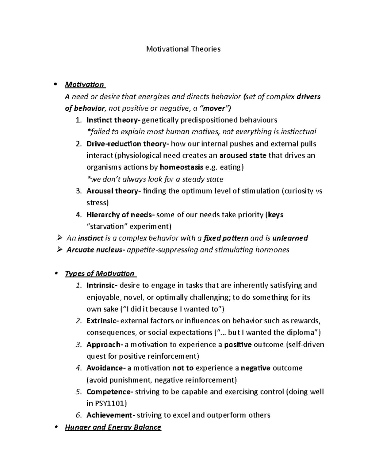 Motivation chapt. 11 - Lecture notes 11 - Motivational Theories ...