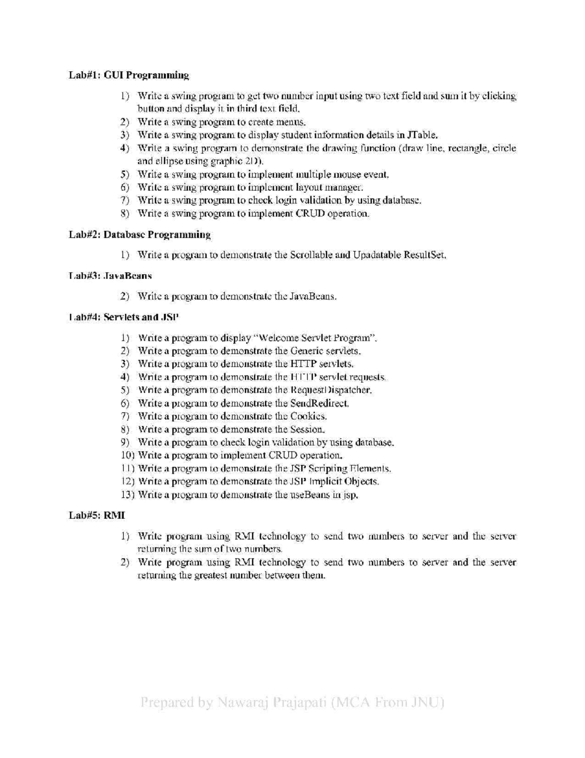 Lab Report - GUI Programming 1) Write a swing program to get two number input using two text ...