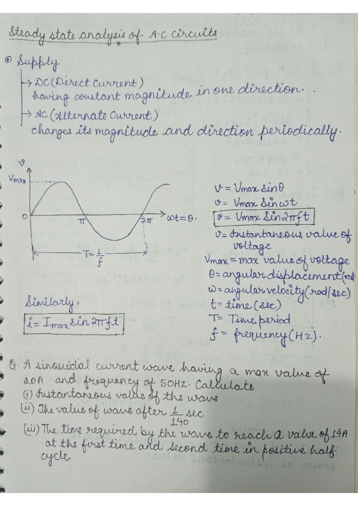 UNIT 2 - Physics btech 1st year notes - steady state analysis of A ...