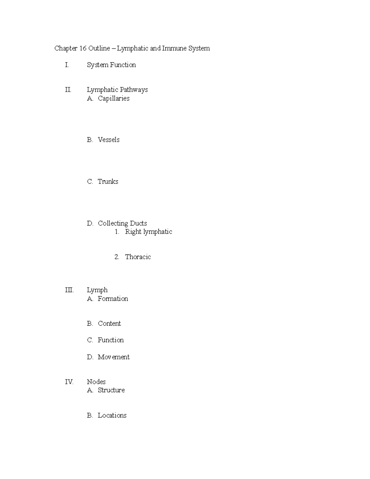 Chapter 16 - ch 16 - Chapter 16 Outline – Lymphatic and Immune System I ...