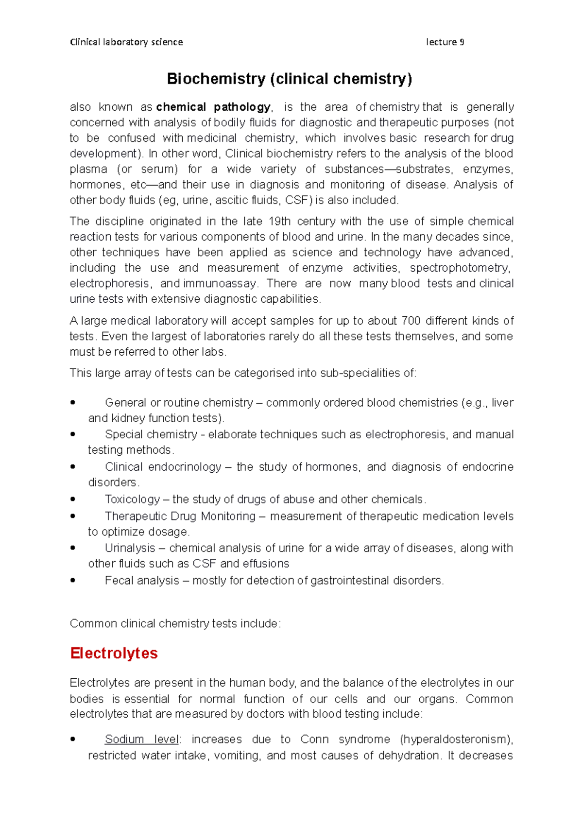 Biochemistry (clinical chemistry) - In other word, Clinical ...