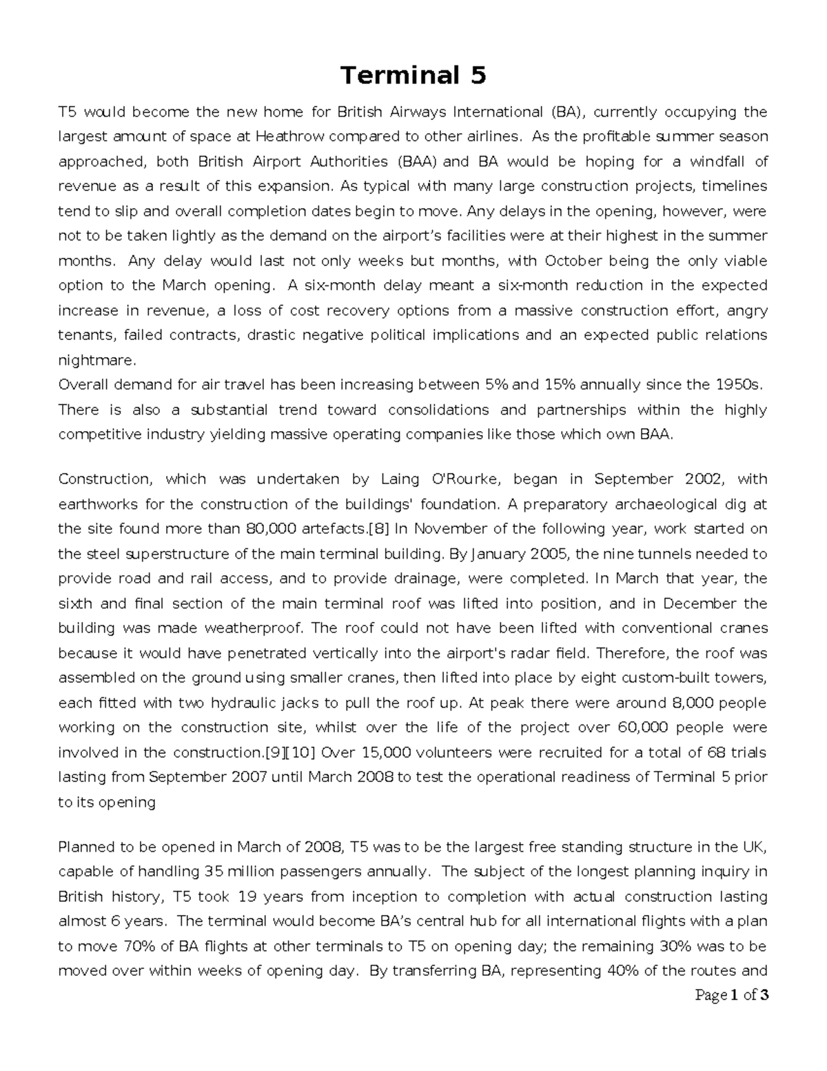 Terminal 5 case study - Terminal 5 T5 would become the new home for ...