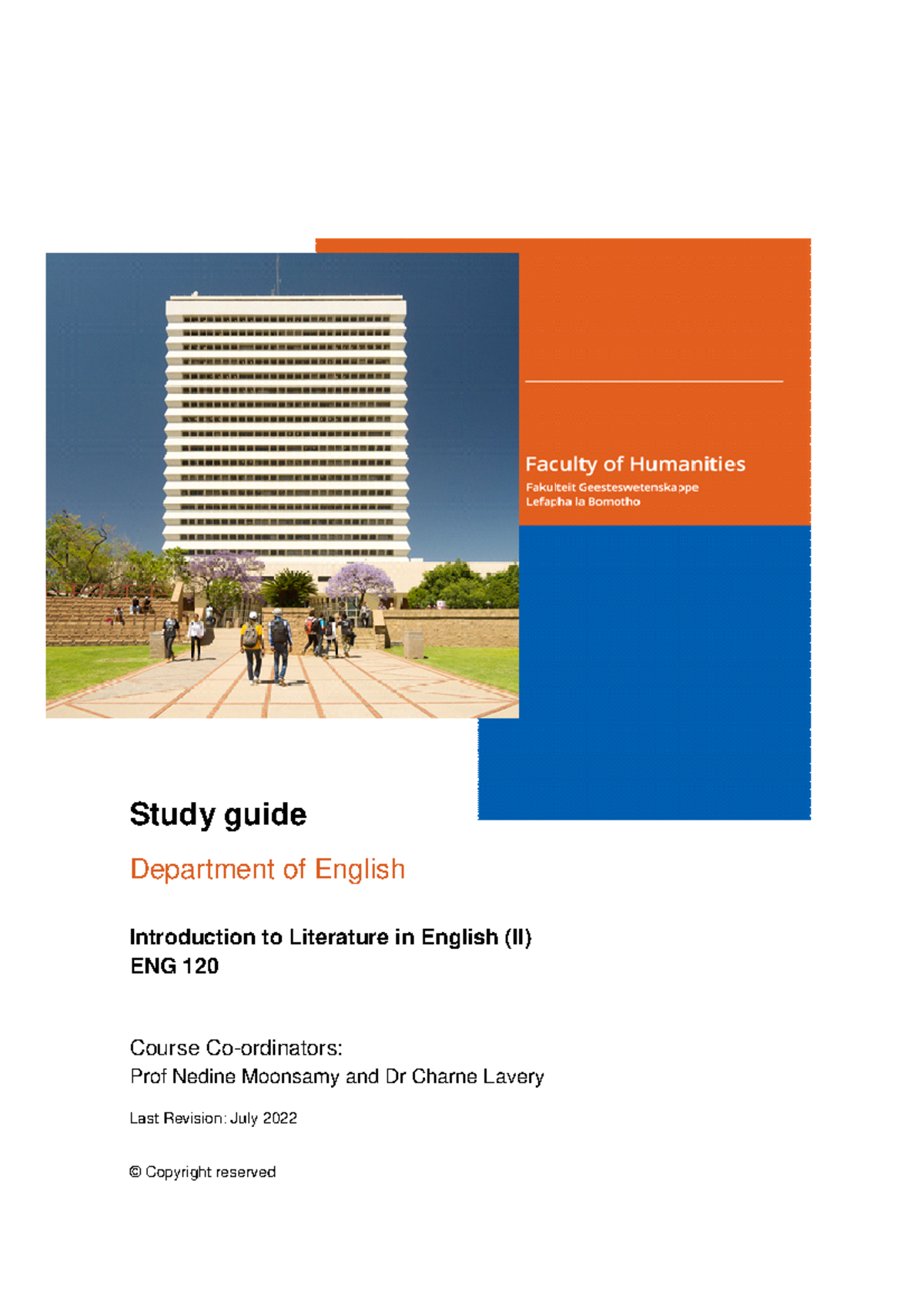 ENG 120 Study Guide 2022 - Study guide Department of English ...