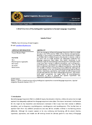 Approches to second language acquisition in relation to Arabic Susan ...