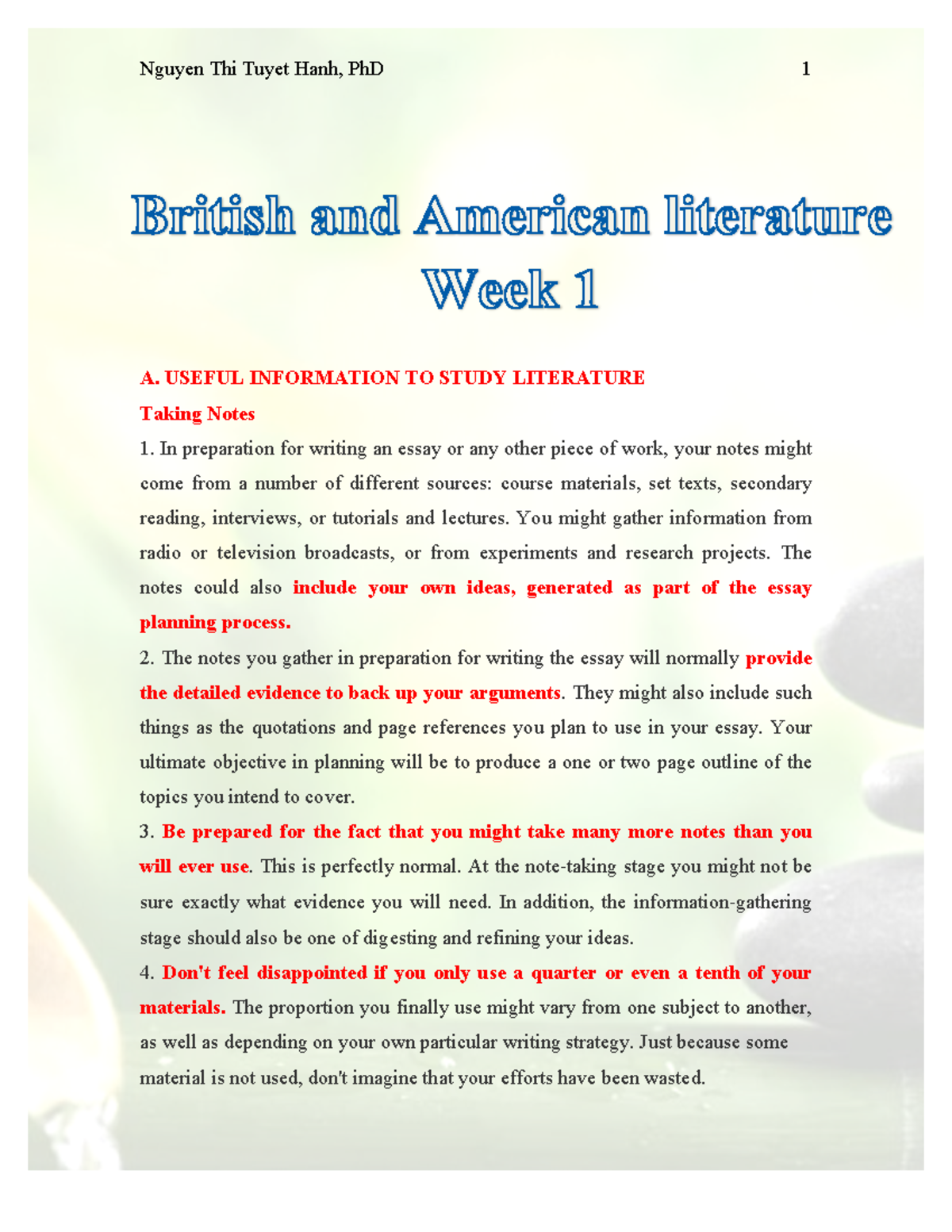 British and american literature week 1 2023-06-05 07 06 17 - A. USEFUL ...