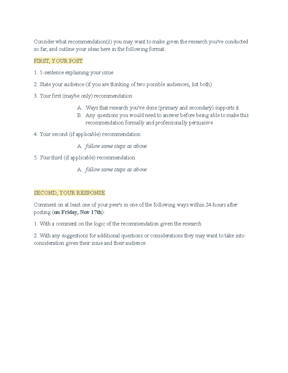 ENGL393 Second discussion board - Consider what recommendation(s) you ...