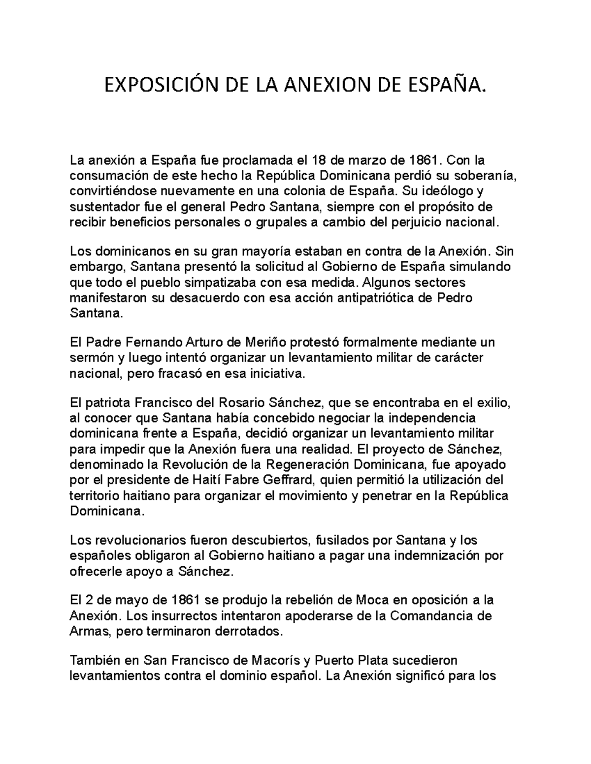 Exposición DE LA Anexion DE España - EXPOSICIÓN DE LA ANEXION DE ESPAÑA ...
