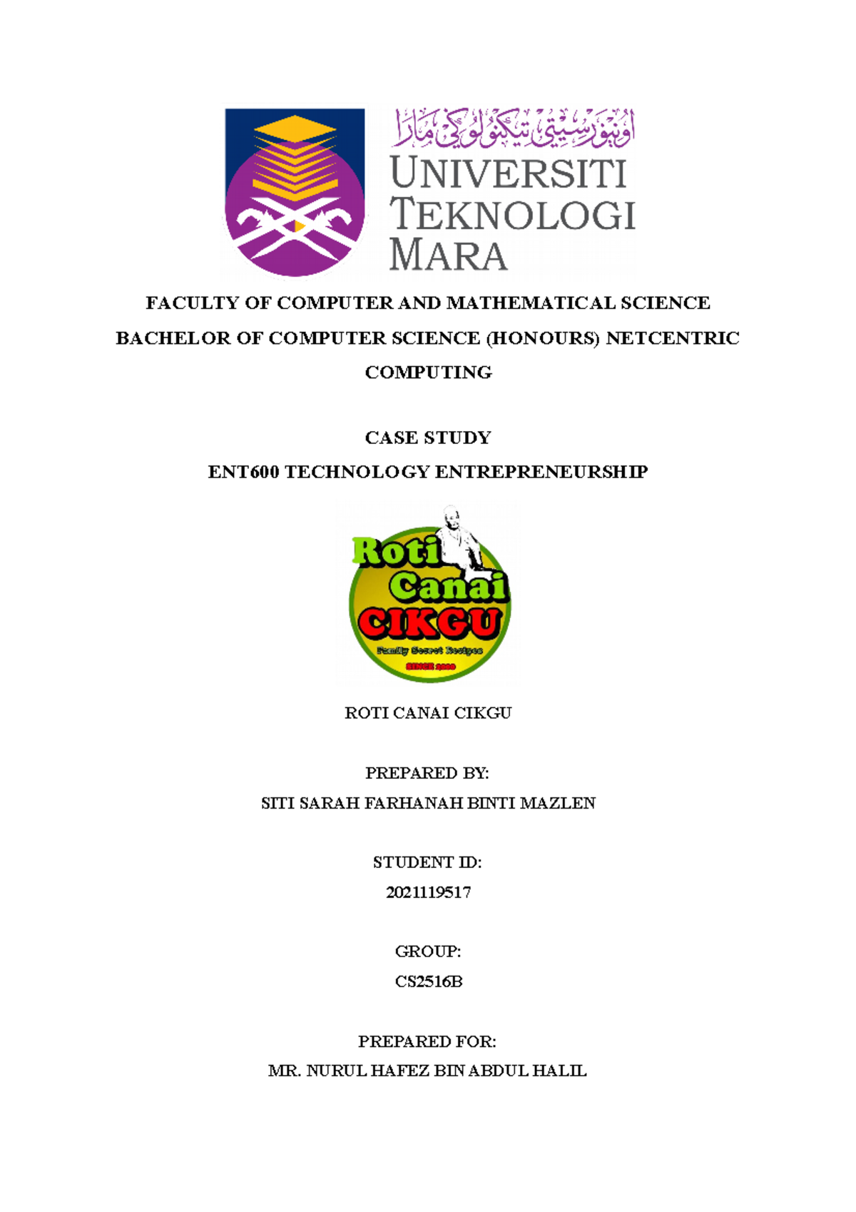 Untitled document - case study - FACULTY OF COMPUTER AND MATHEMATICAL ...