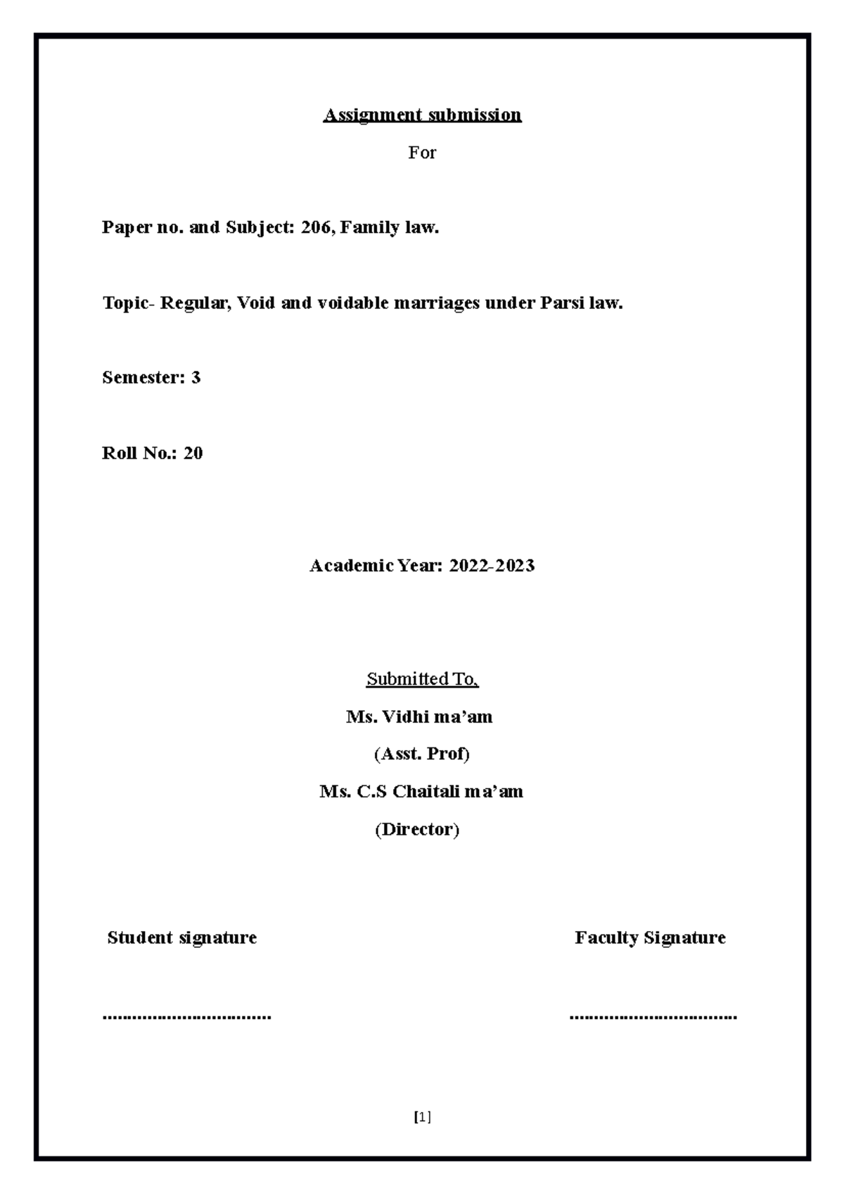 Family law assi. sem 3 (1) final - Assignment submission For Paper no ...