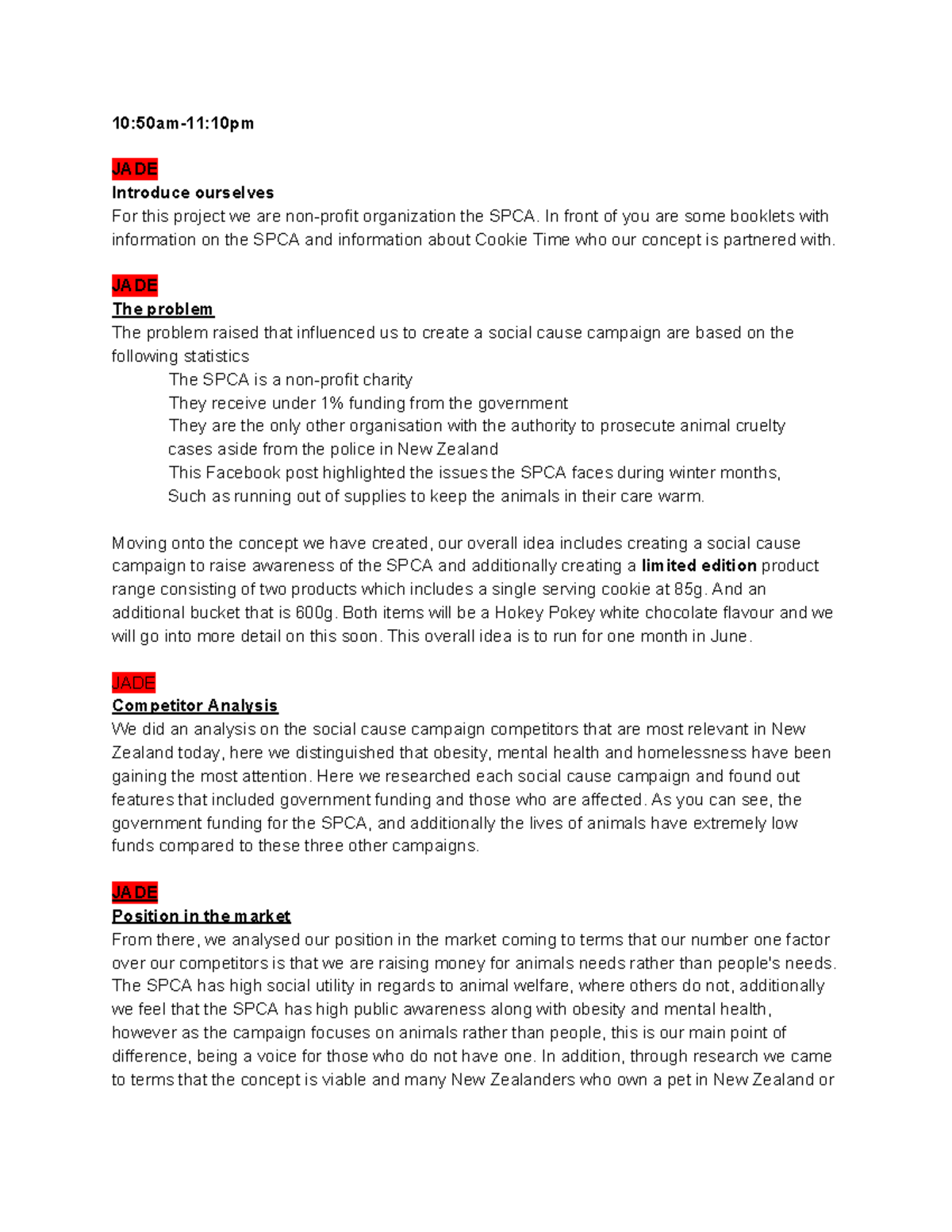 Basic speaker notes - how we presented our speech we got a B+ for this ...