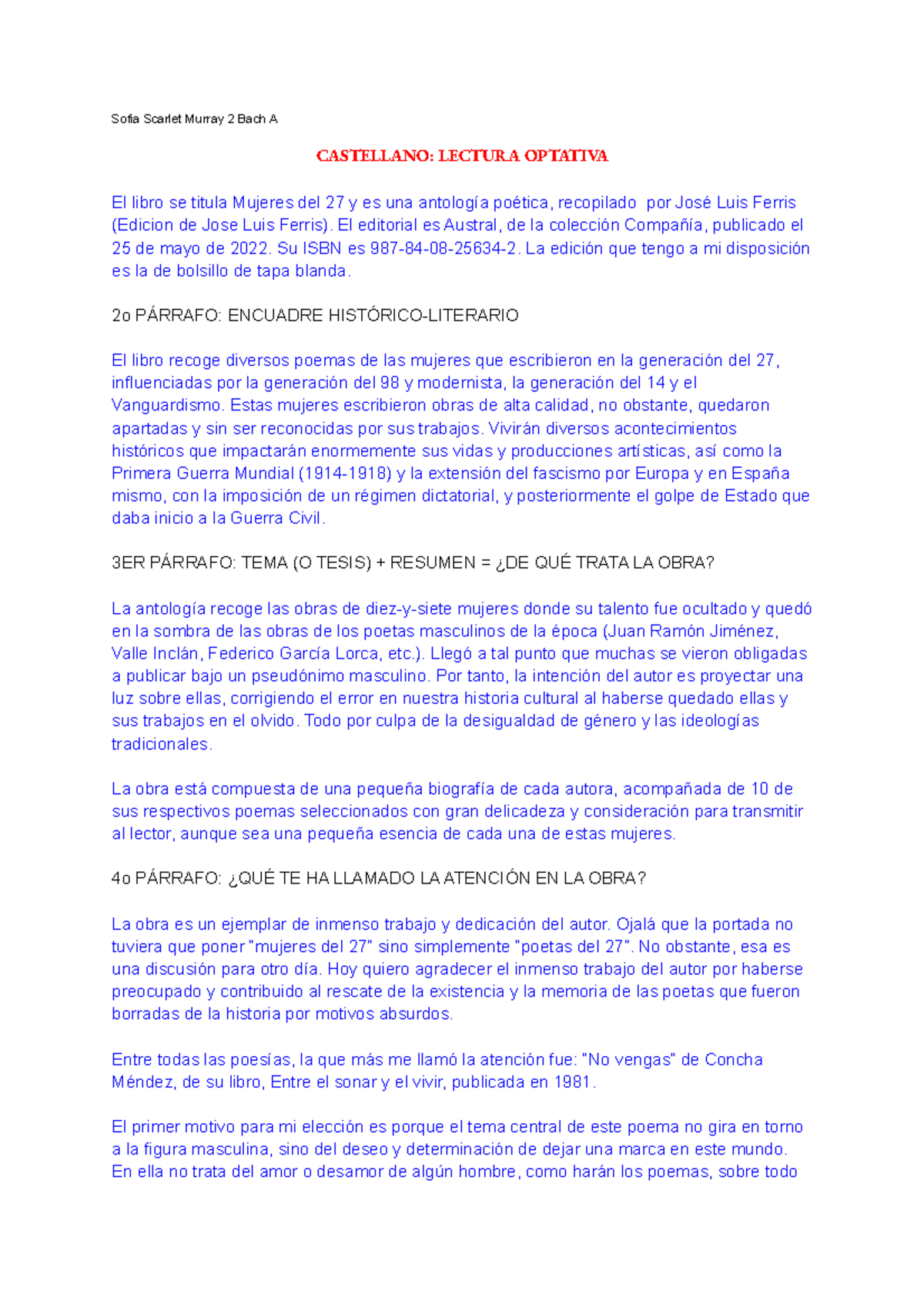 CAST reseña optativo - Sofia Scarlet Murray 2 Bach A CASTELLANO ...