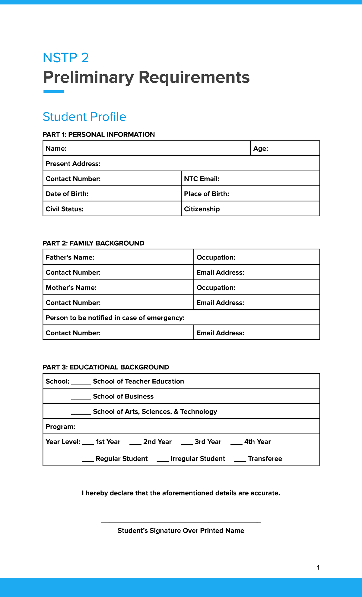 Hatdog k - KEri - NSTP 2 Preliminary Requirements Student Profile PART ...