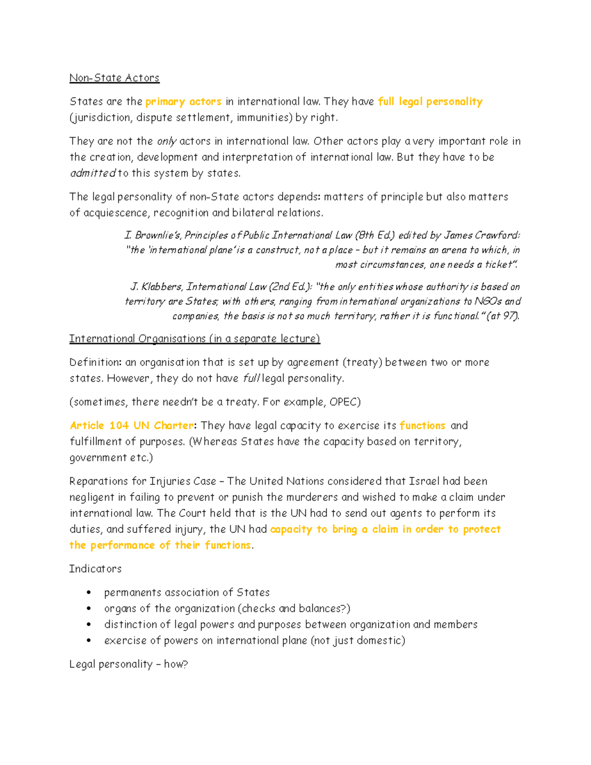 Non-State Actors - Non-State Actors States are the primary actors in ...