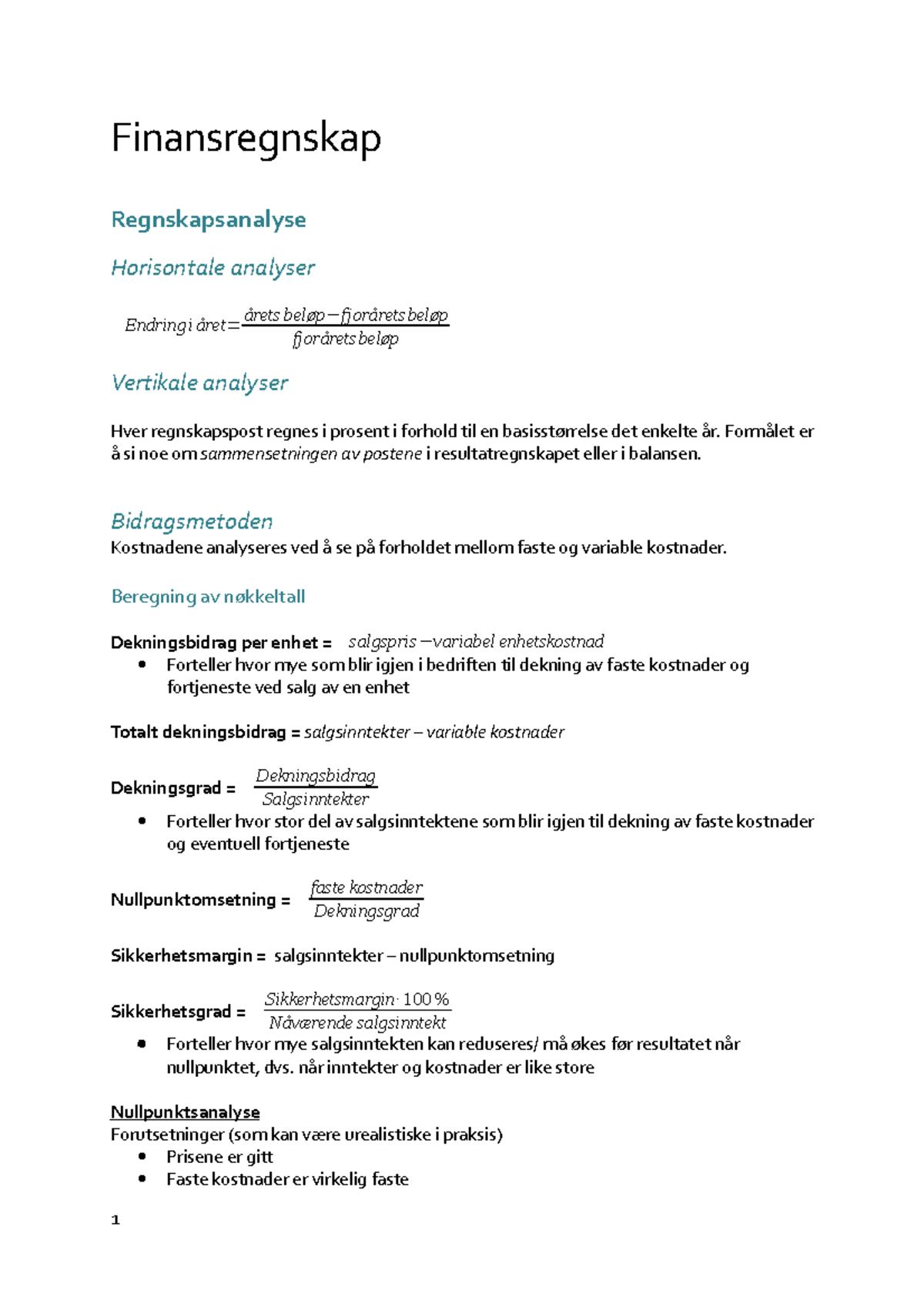 Finansregnskap - "formler" - Finansregnskap Regnskapsanalyse ...