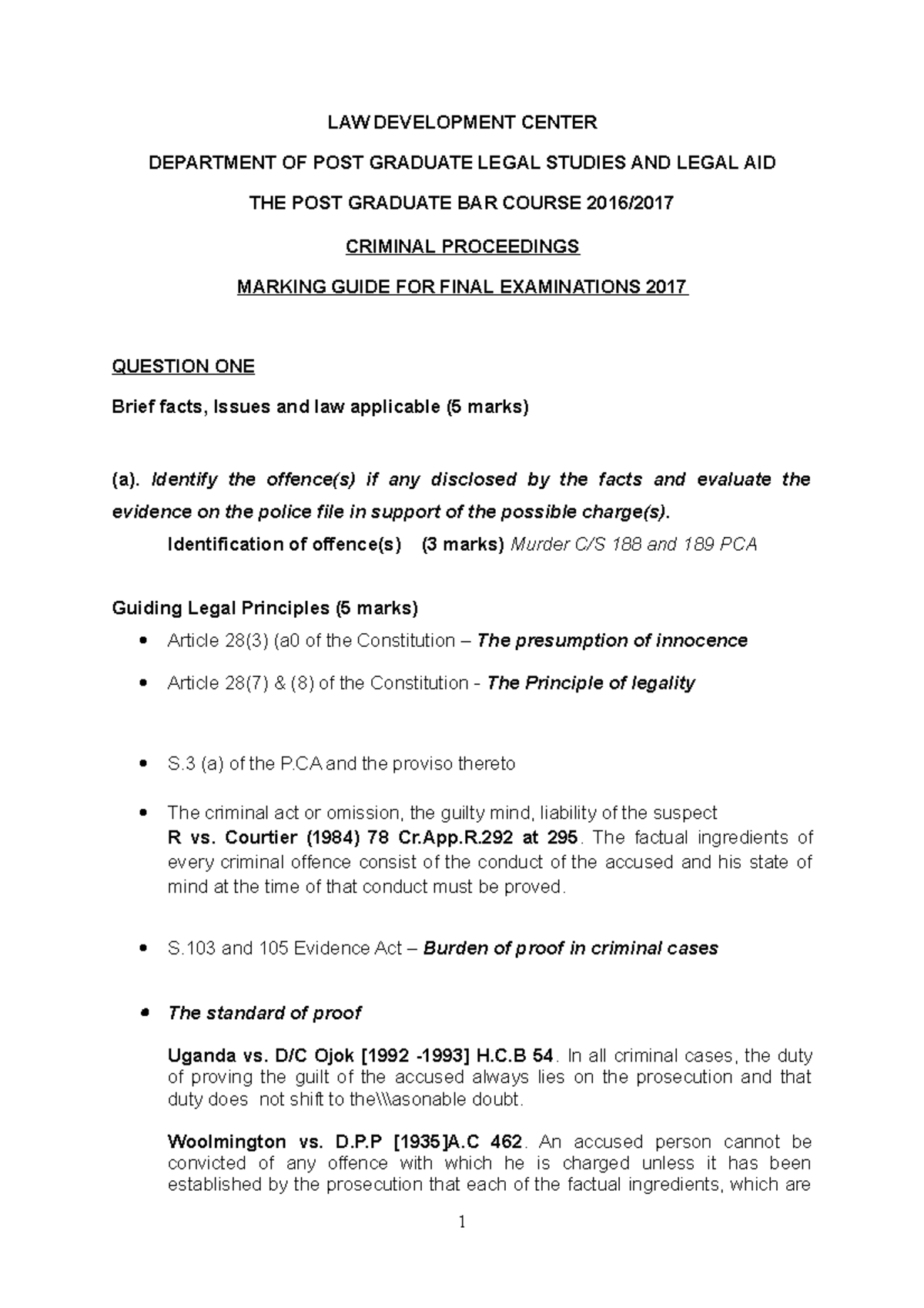 Finals 2017 Marking Guide - LAW DEVELOPMENT CENTER DEPARTMENT OF POST ...