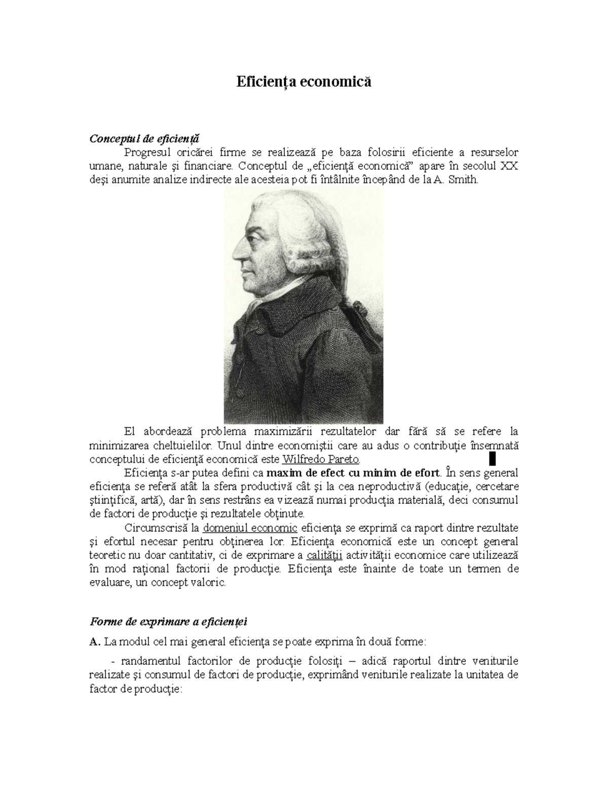 Eficienţa economică 1 - Eficienţa economică Conceptul de eficienţă ...