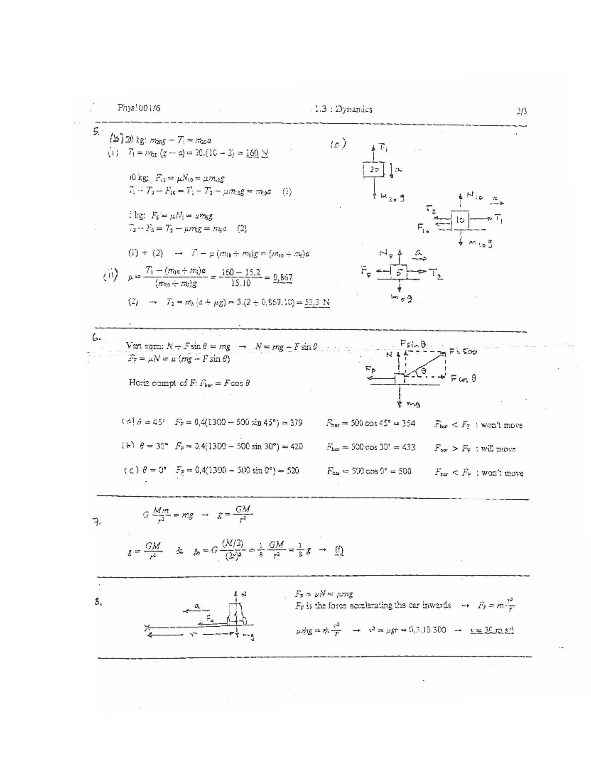 Dynamics Part 2 with friction - PHYS1001 - Studocu