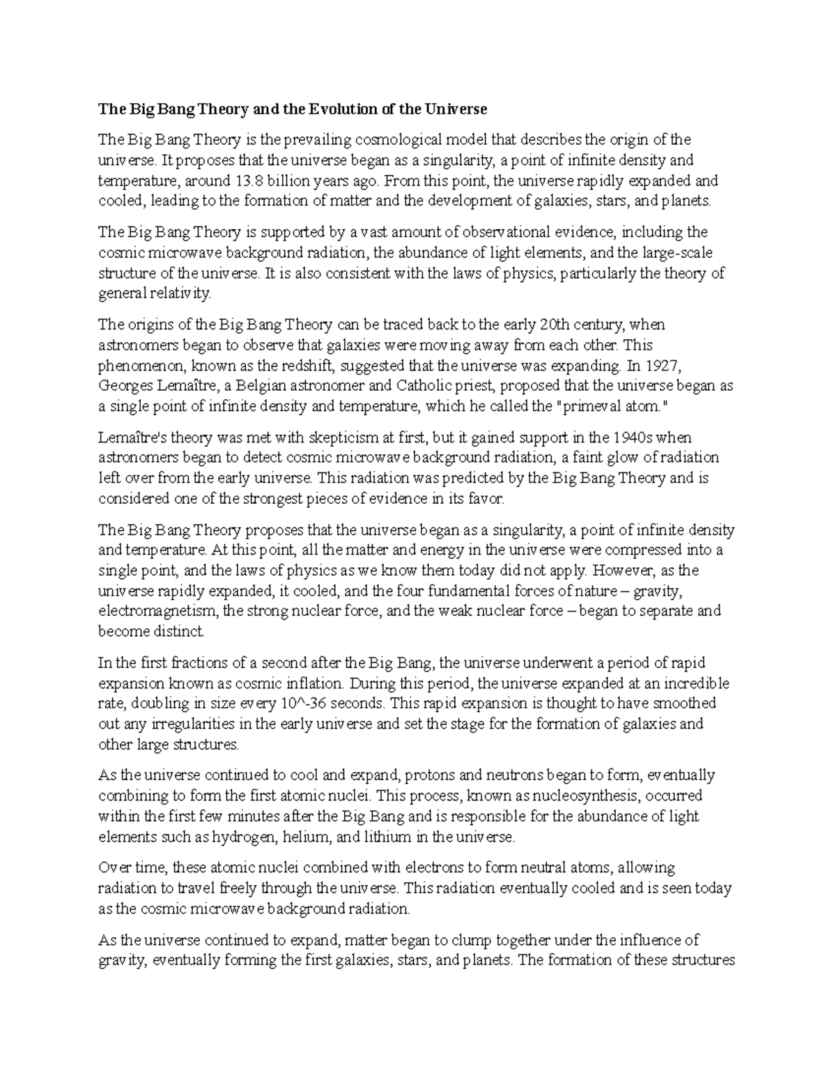 The Big Bang Theory and the Evolution of the Universe - It proposes ...