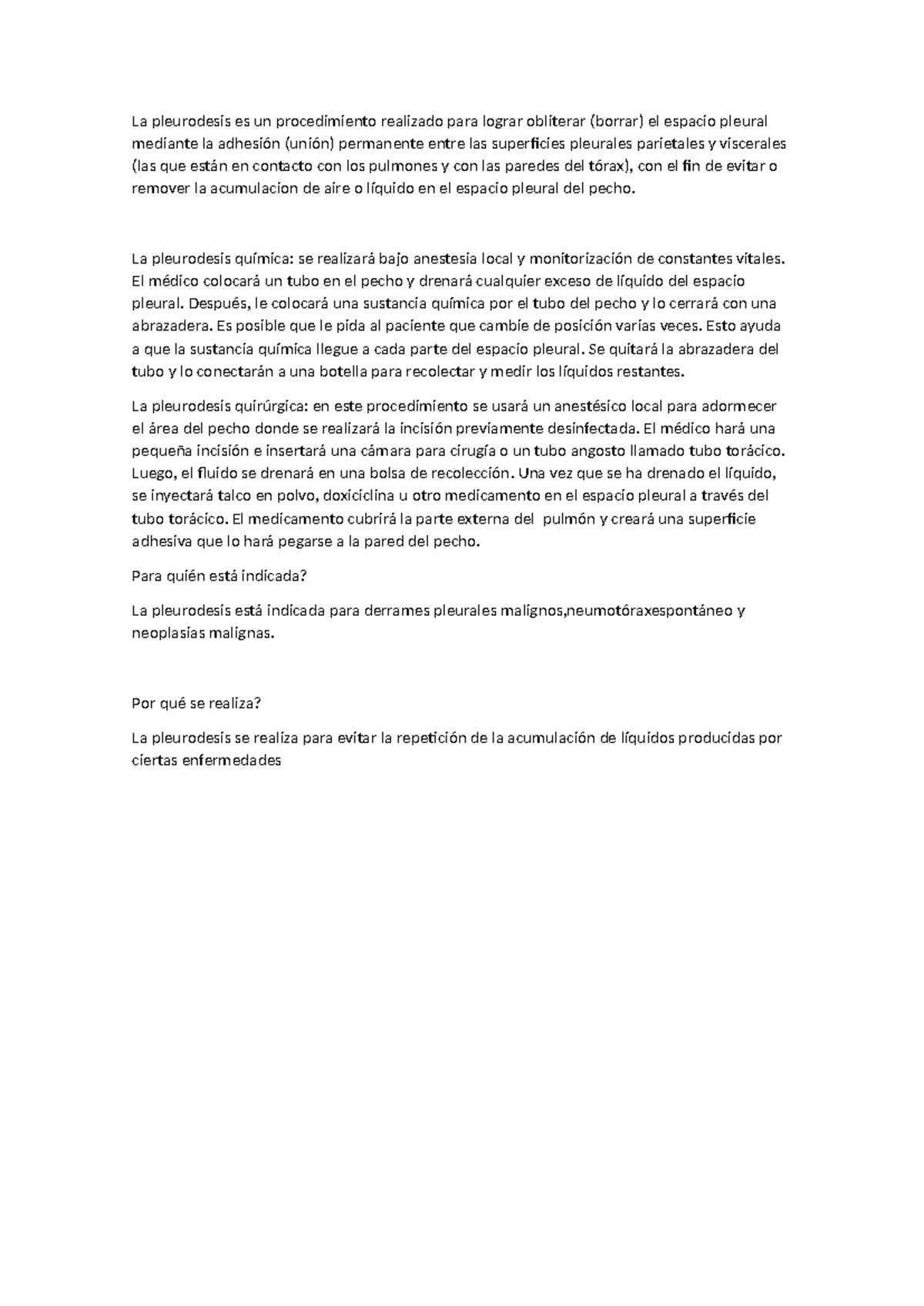 Documento (16) - Importancia - La pleurodesis es un procedimiento ...