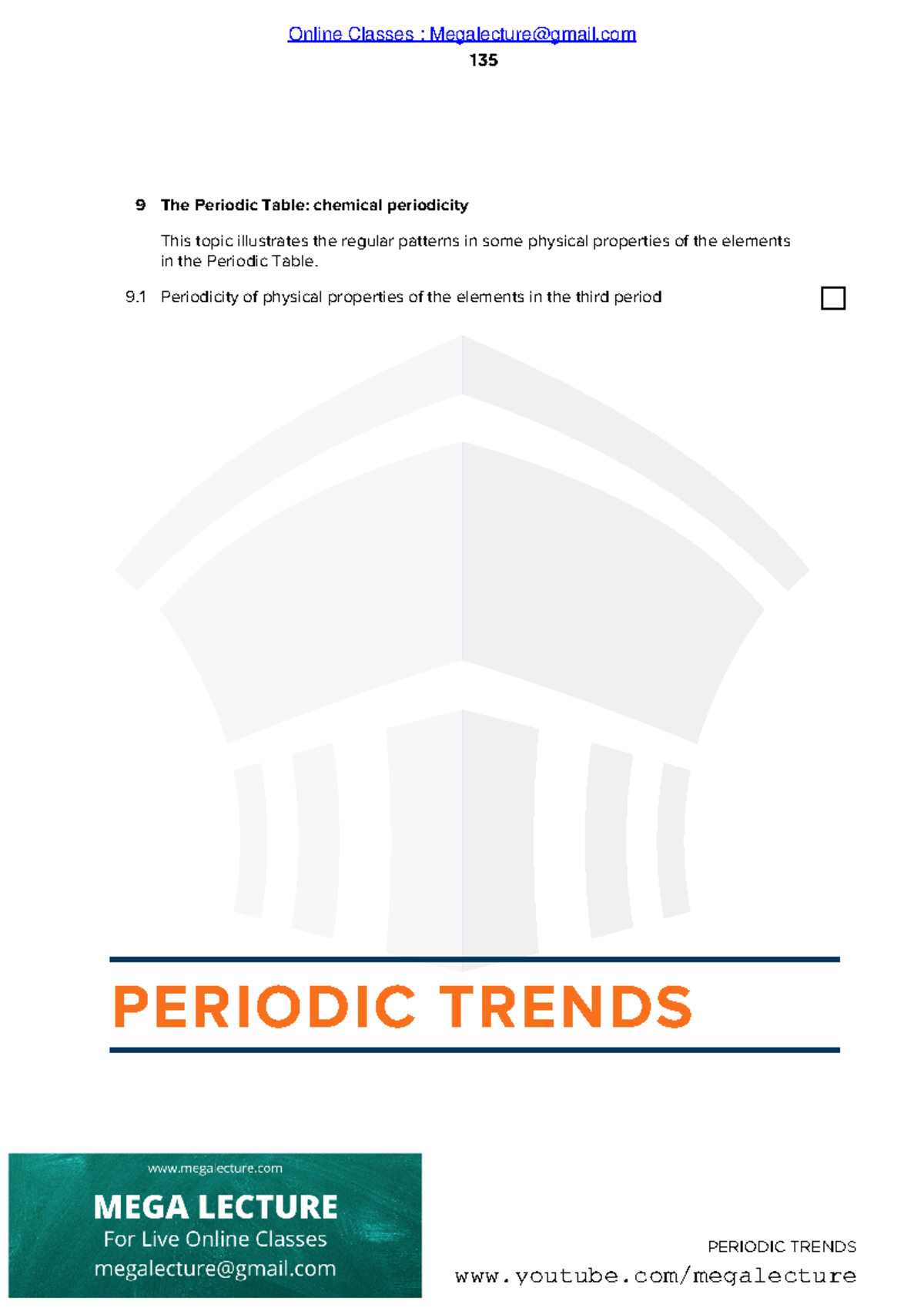 3 Periodic trends Notes - 9 The Periodic Table: chemical periodicity ...