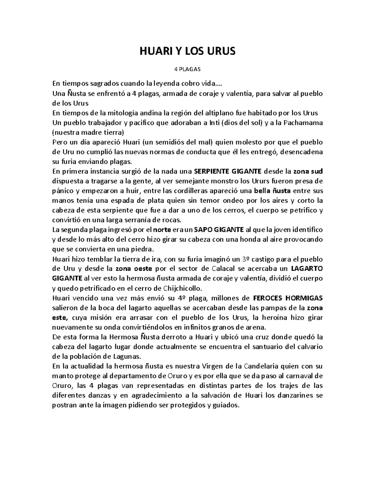 Huari Y LOS URUS - cuento de terror - HUARI Y LOS URUS 4 PLAGAS En ...