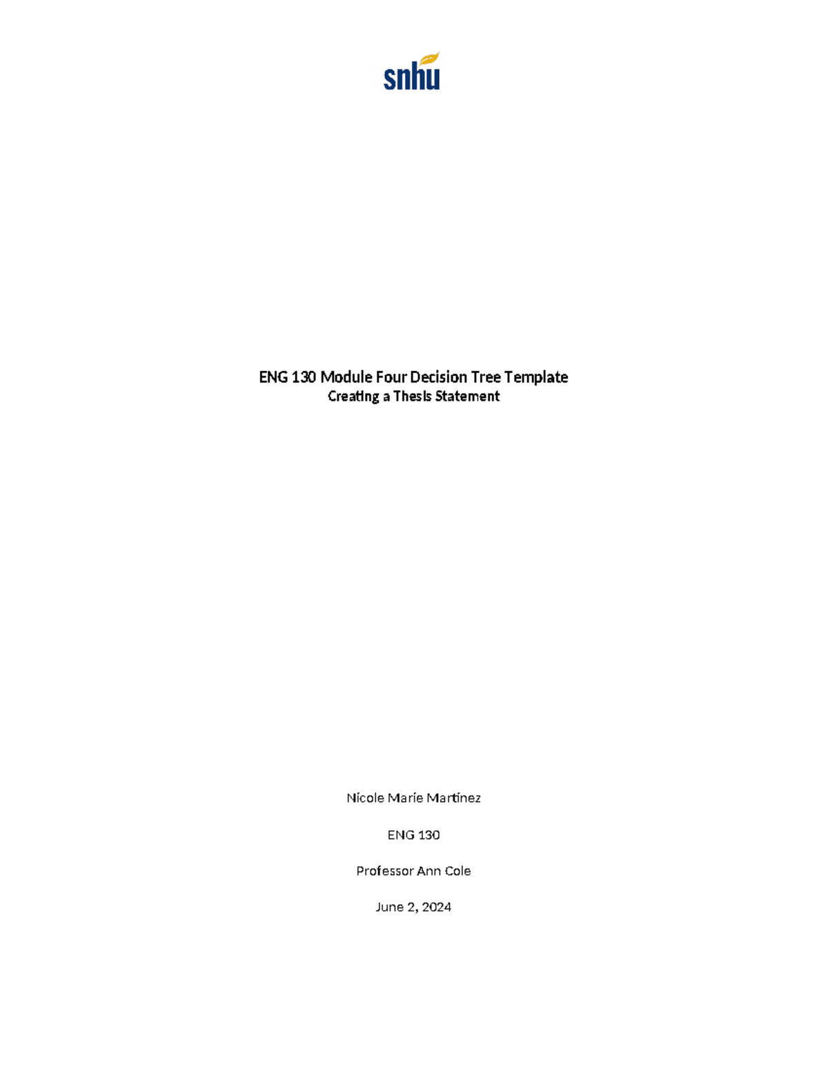 ENG 130 Module Four Decision Tree 3 - ENG123 - Studocu