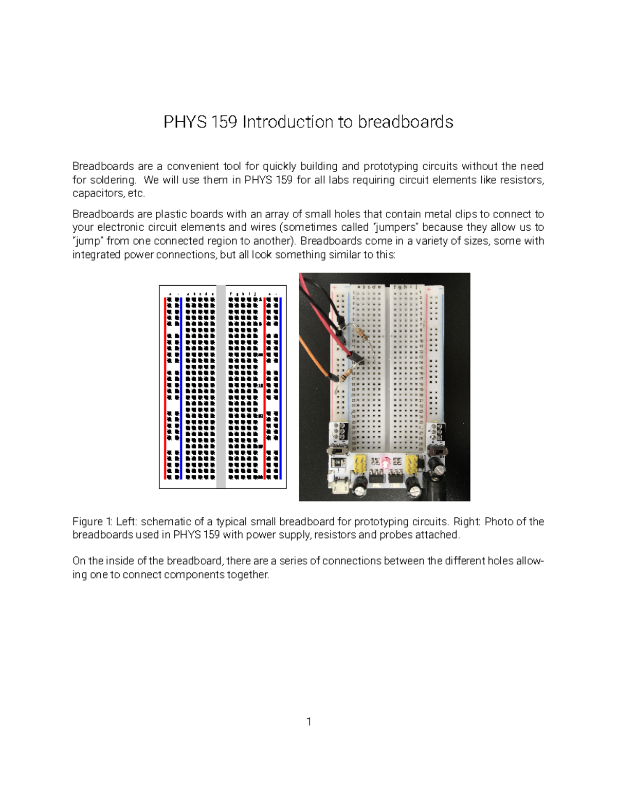 PHYS 159 Introduction to breadboards - PHYS159Introductiontobreadboards ...