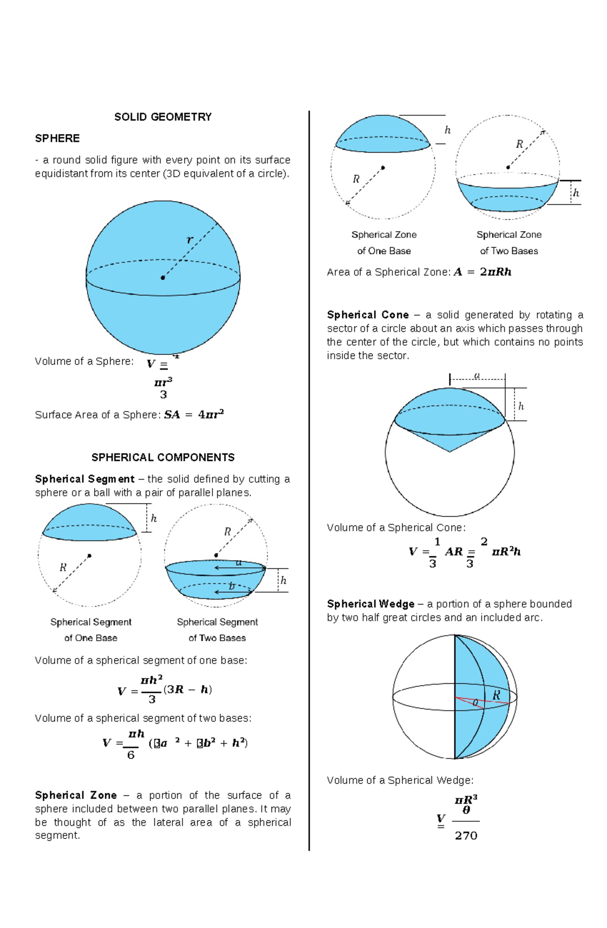 Civil engineering - SOLID GEOMETRY SPHERE a round solid figure with ...