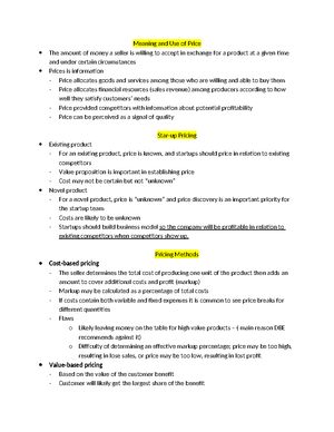 M5 - Module 5 notes - Customer is often made up of: End user Decision ...