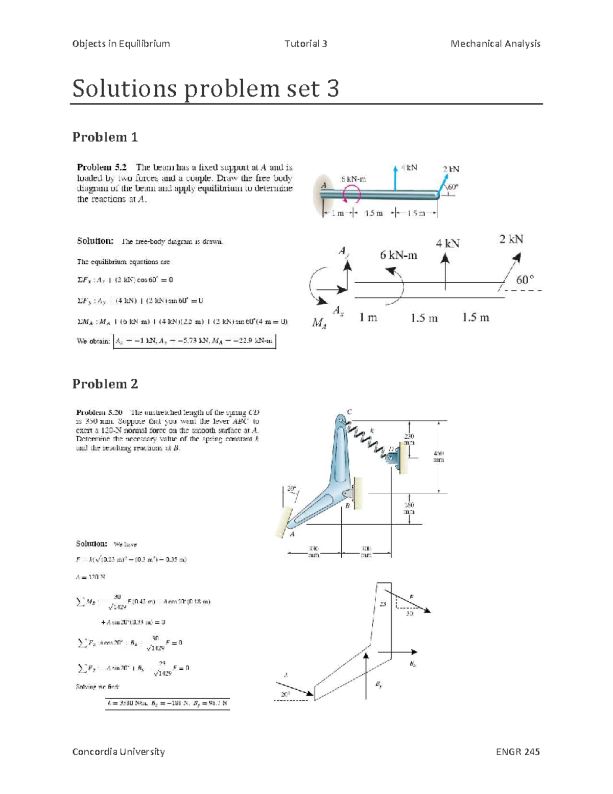 Solution-T3-Objects in equilibrium-W03 - ENGR 245 - - Studocu