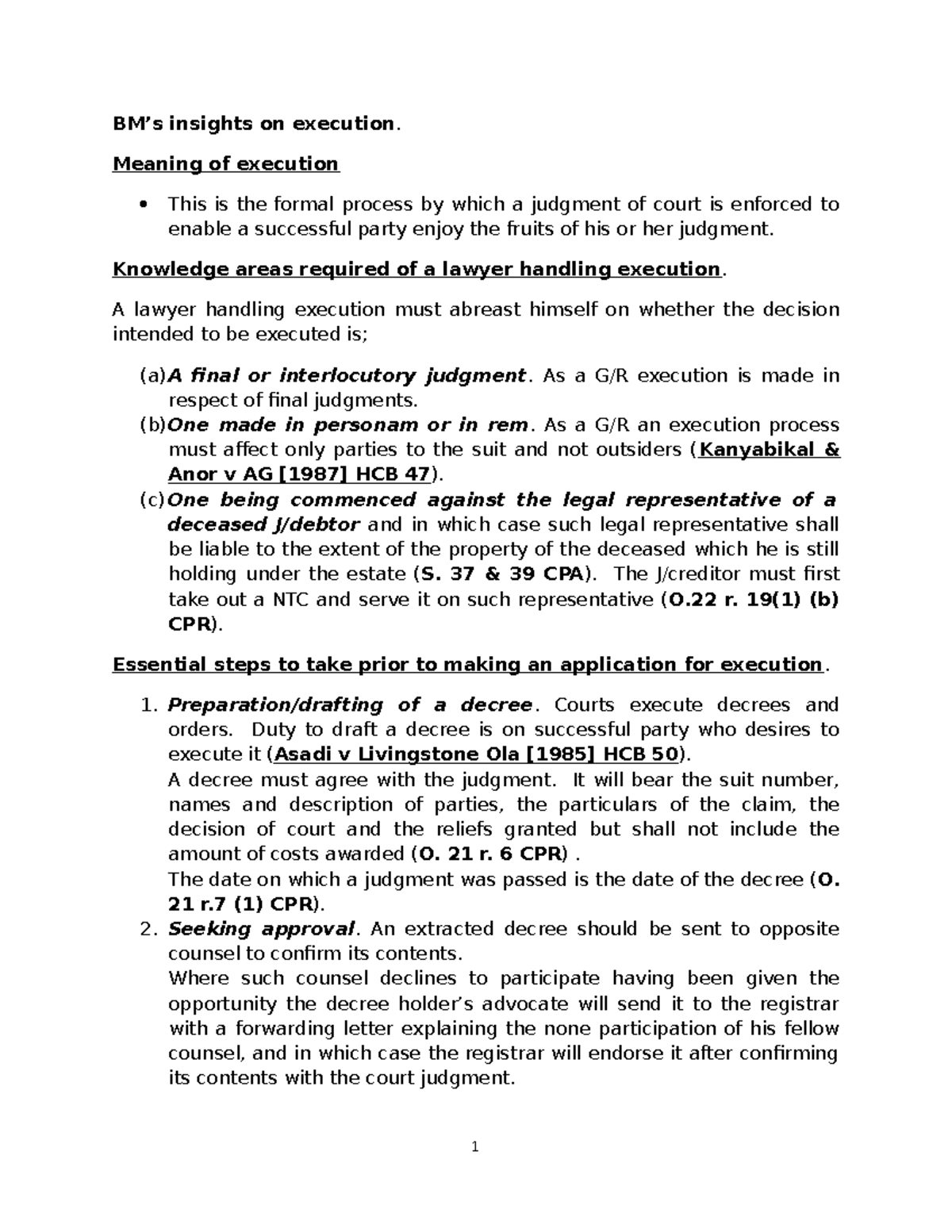 BM's insights on execution-1 - BM’s insights on execution. Meaning of ...