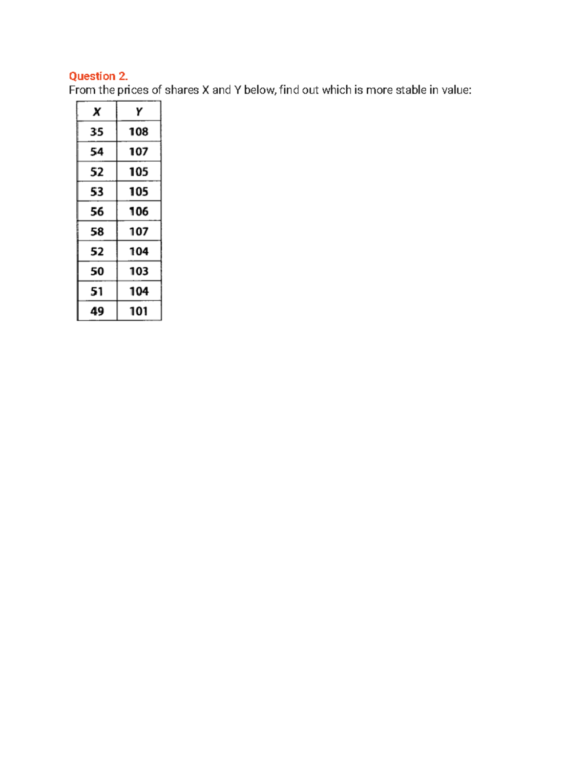 Statistics Questions with answers 1 - Question 2. From the prices of ...