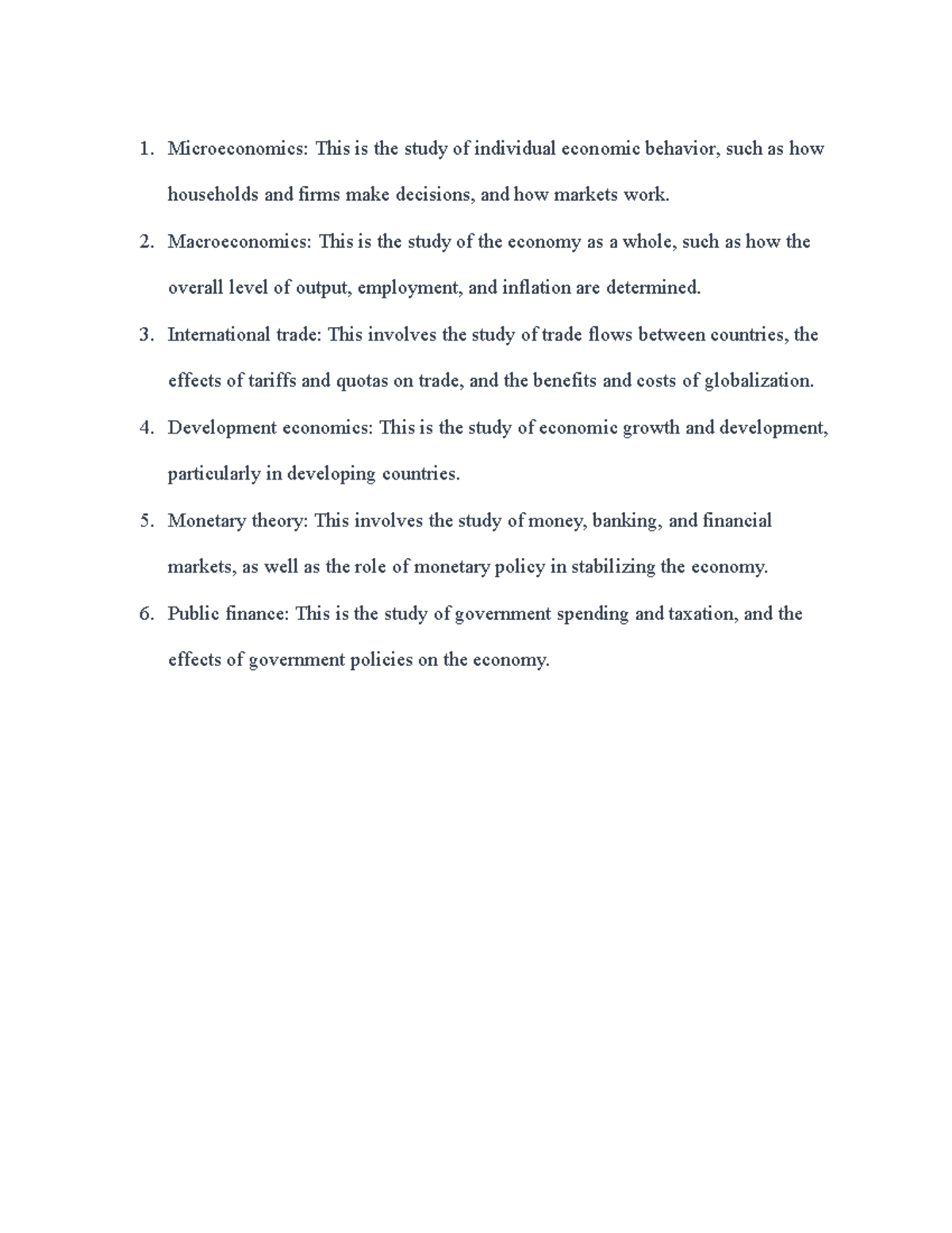 basics of economics - Microeconomics: This is the study of individual ...