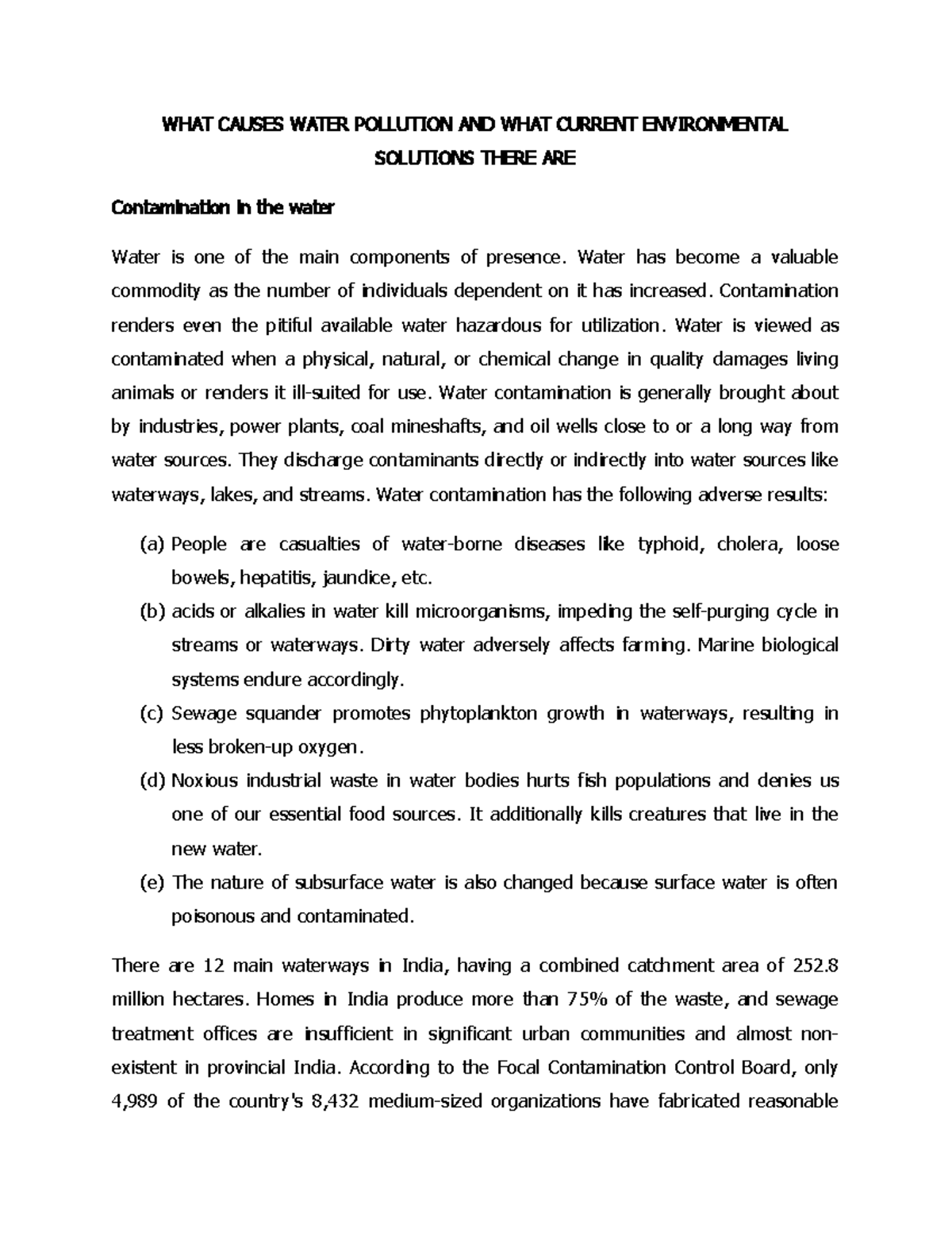 WHAT Causes Water Pollution AND WHAT Current Environmental Solutions ...