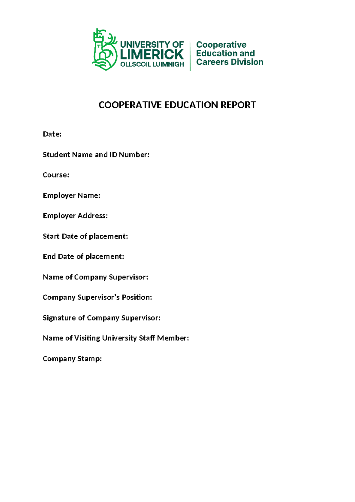 Cooperative Education Report Cover Page 0 - COOPERATIVE EDUCATION ...