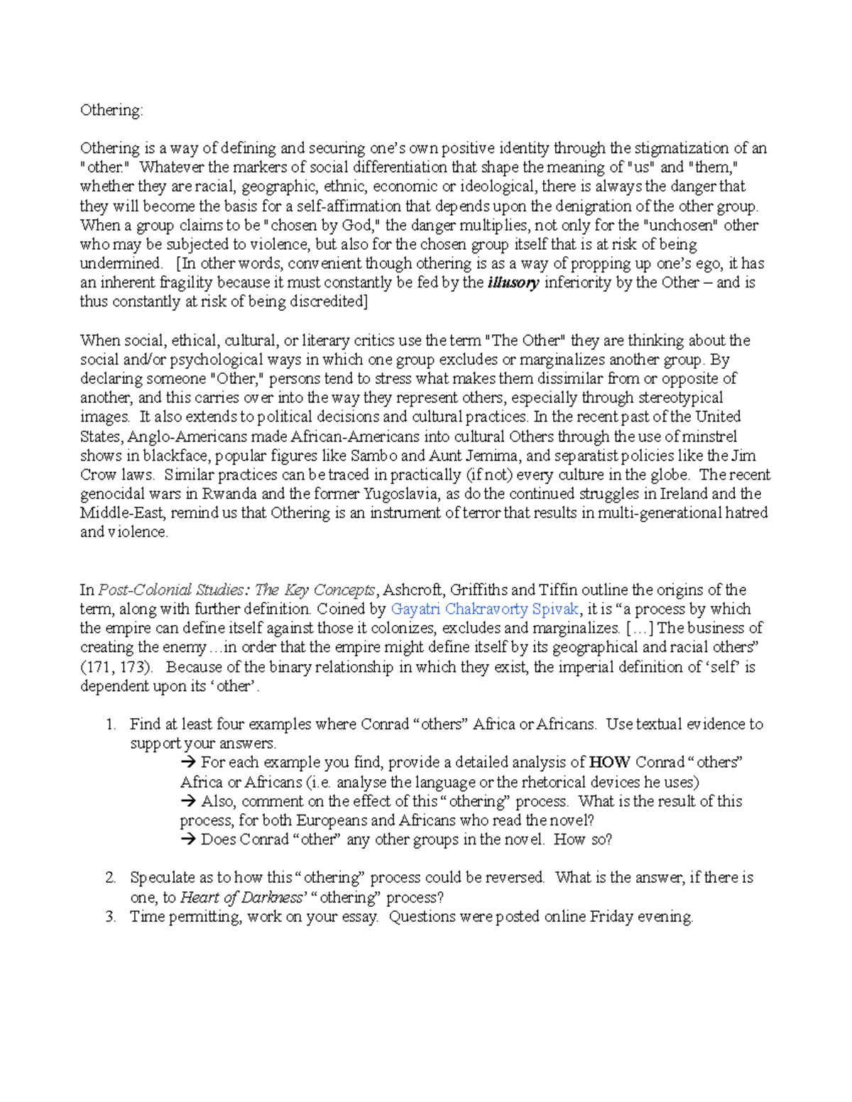 Othering - Othering: Othering is a way of defining and securing one’s ...