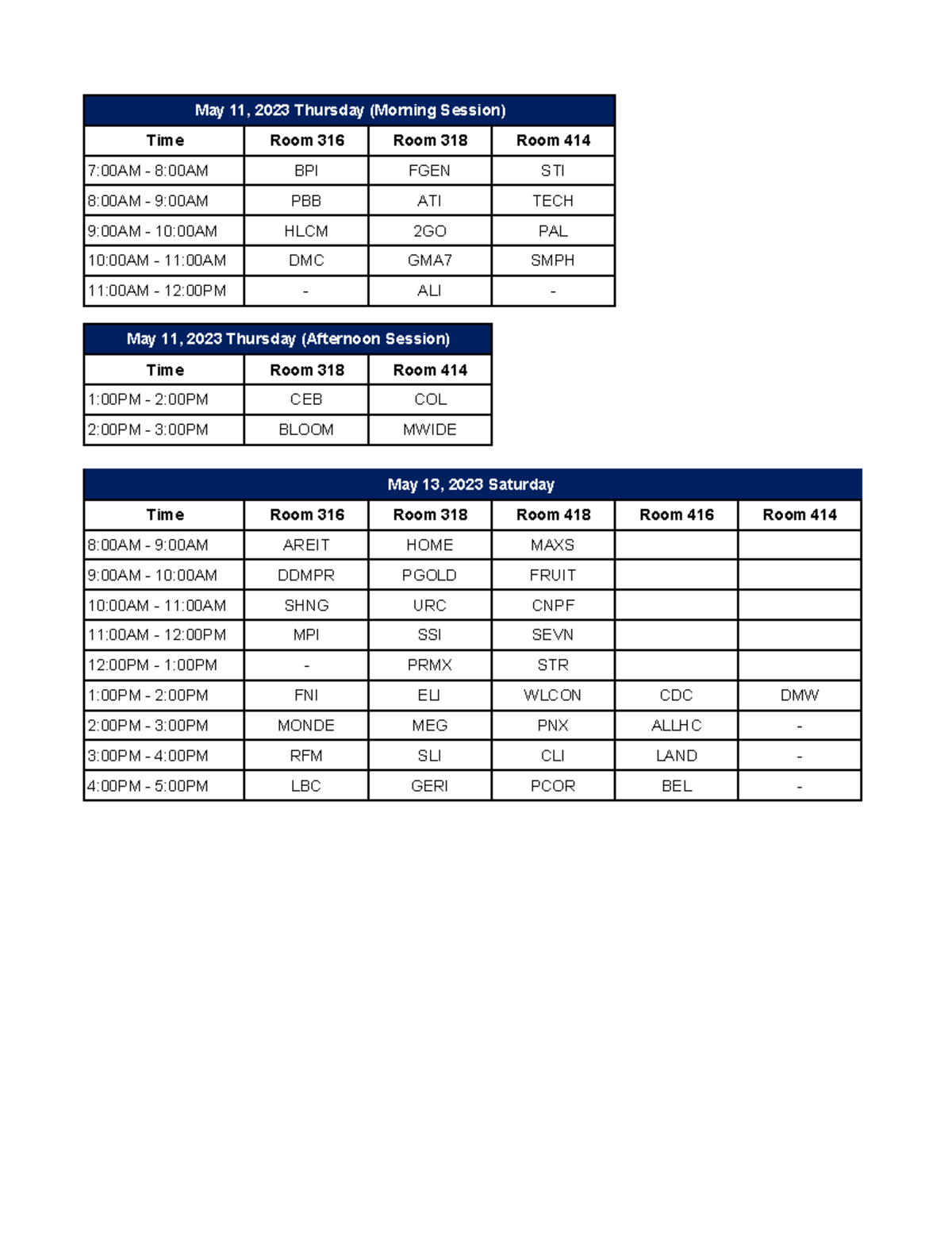 Room Assignments Students - Time Room 316 Room 318 Room 414 7:00AM - 8 ...